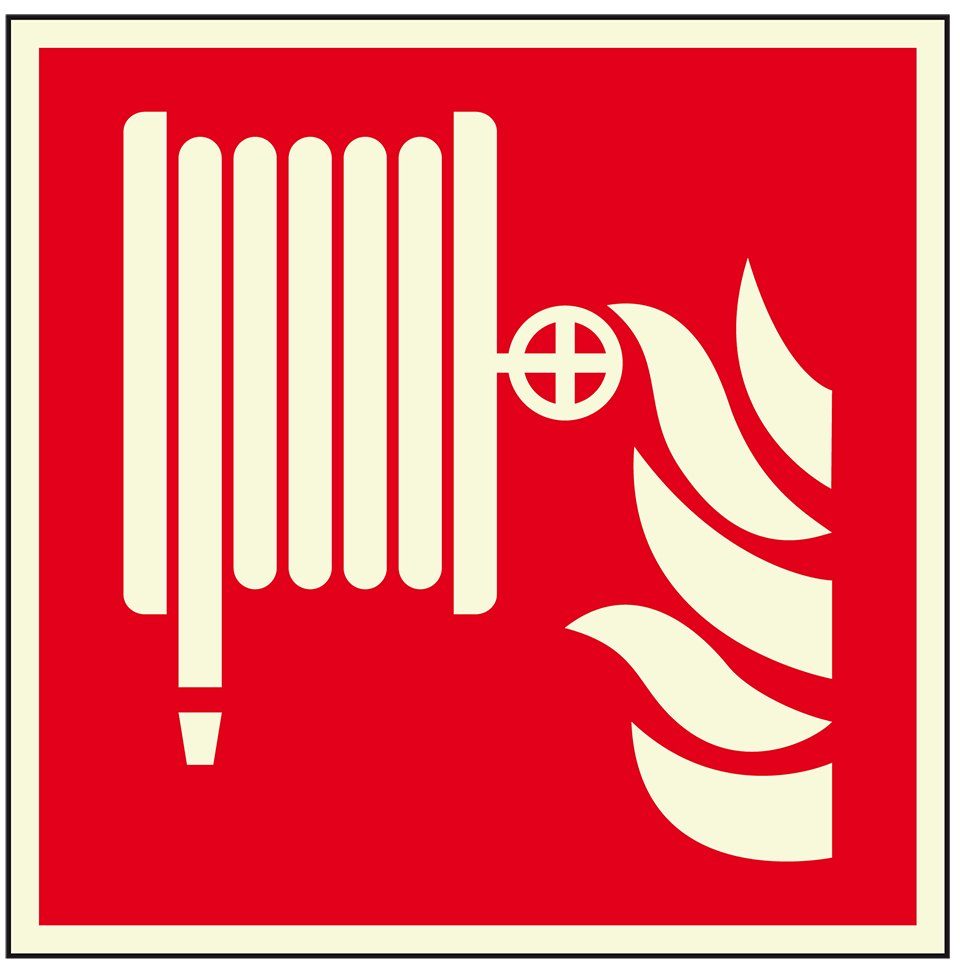 Dreifke Hinweisschild langnachl. Brandschutz Löschschlauch, Folie, 15x15cm, ASR A1.3, DIN