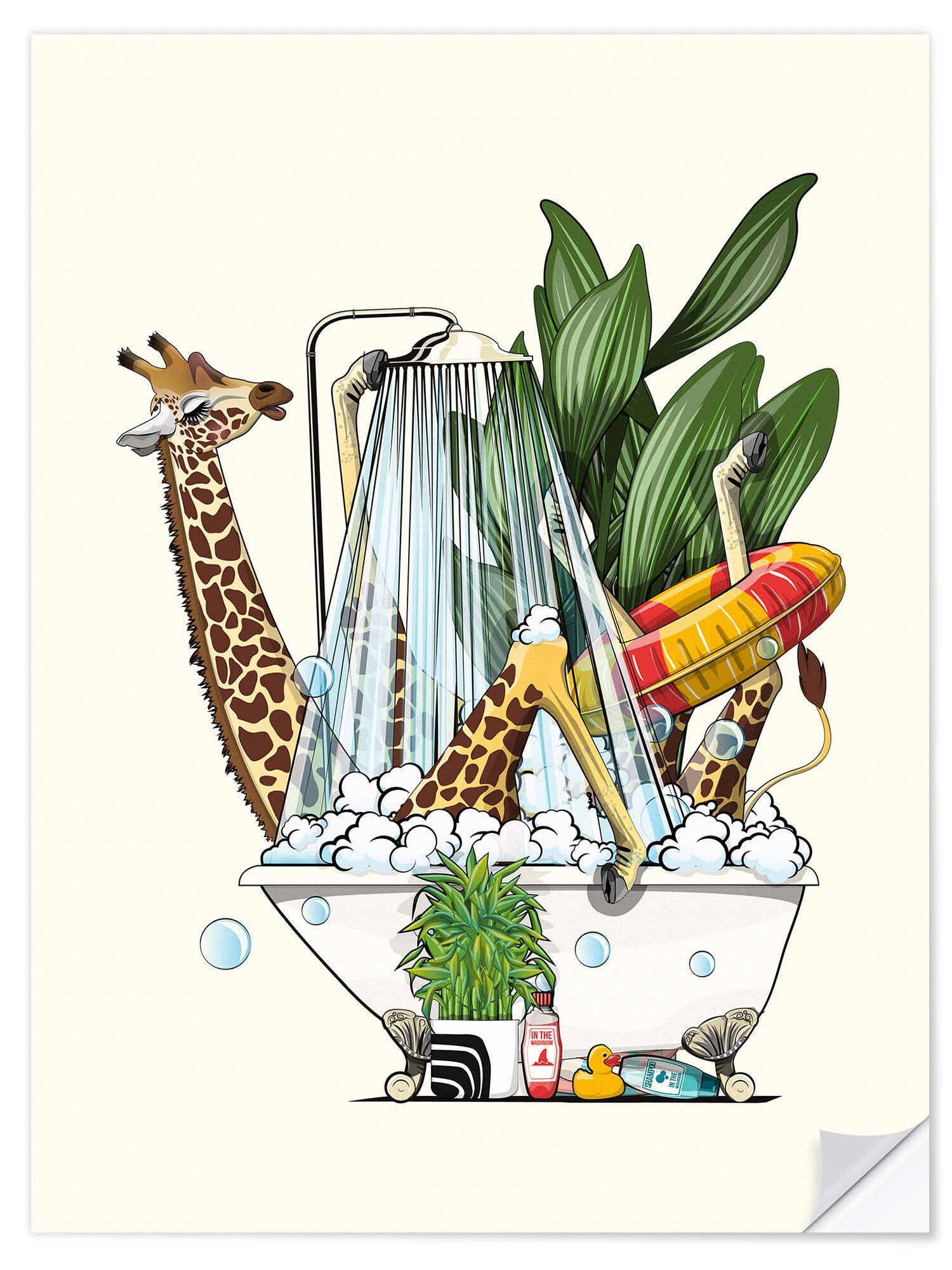 Posterlounge Wandfolie Wyatt9 Giraffe In Der Badewanne Badezimmer
