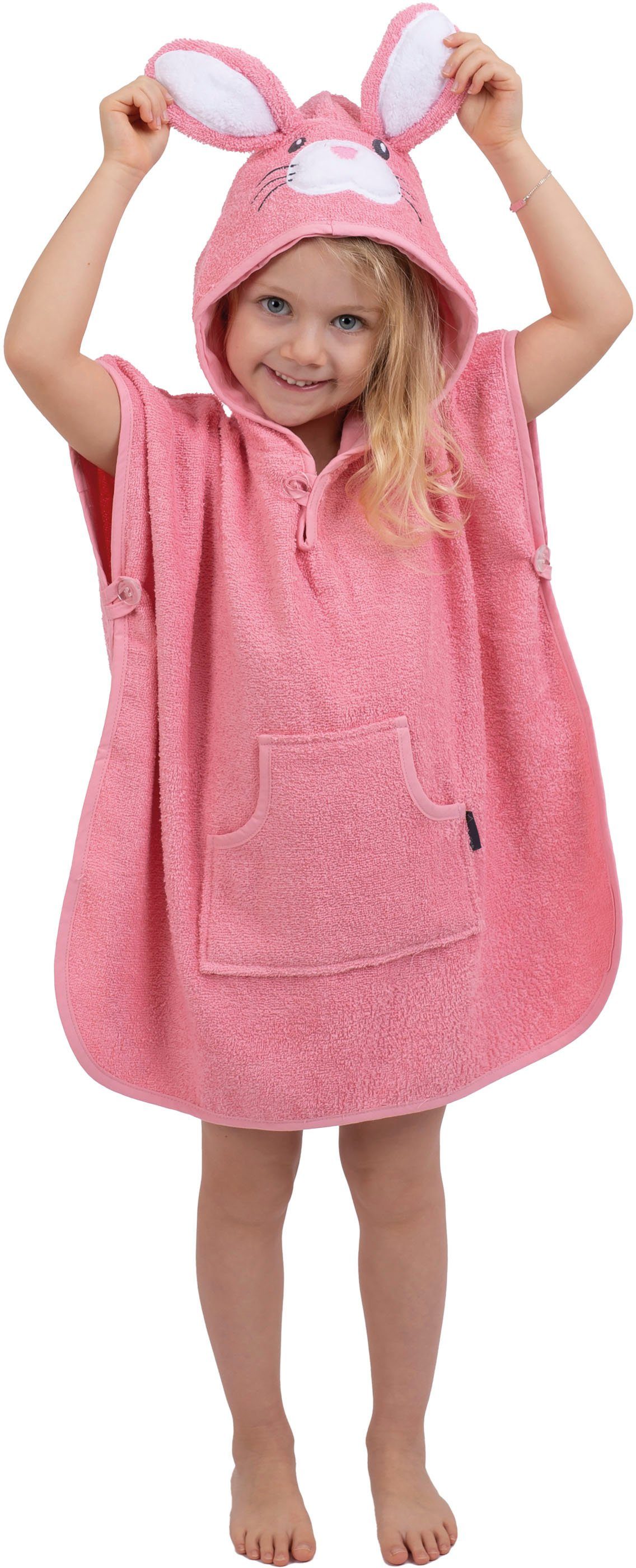Wewo Fashion Badeponcho 8025 Kurzform Frottier Knöpfe Kapuze