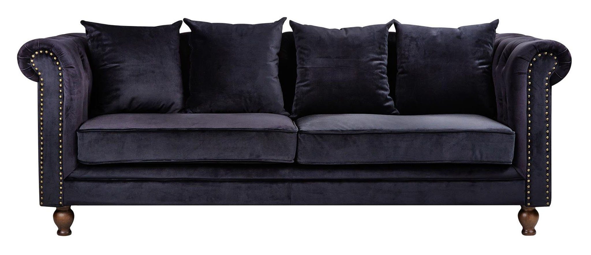 ebuy24 Sofa Velvet Sofa 3 Personen velour schwarz. 1 Teile