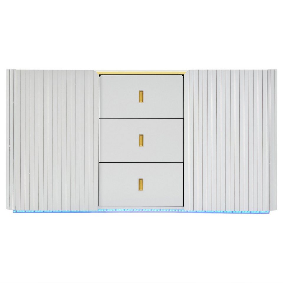 Xdeer Kommode Sideboard Mit Led Und 2 Schubkästen Multifunktionales