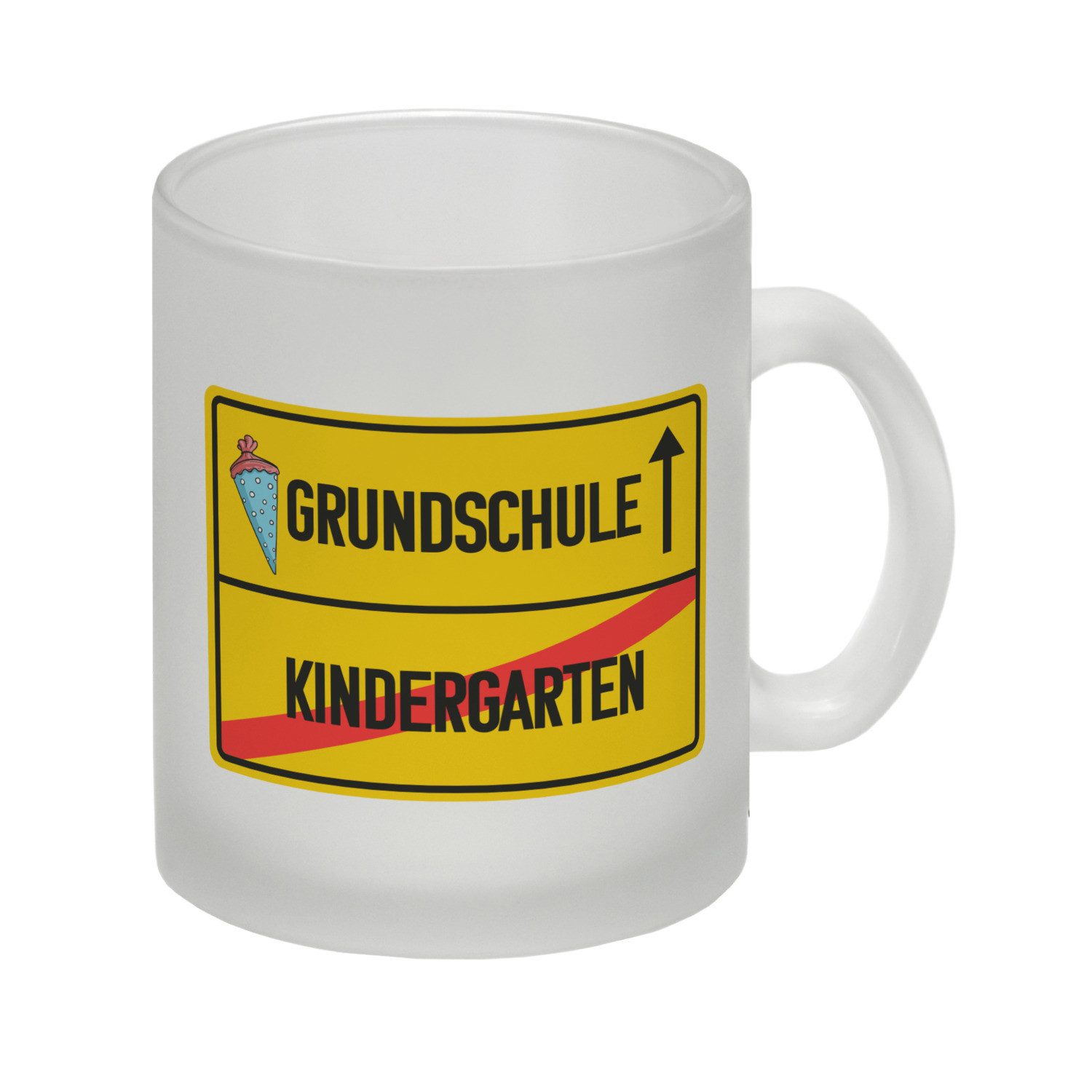 speecheese Tasse Grundschule Ortsschild Glas Tasse zur Einschulung
