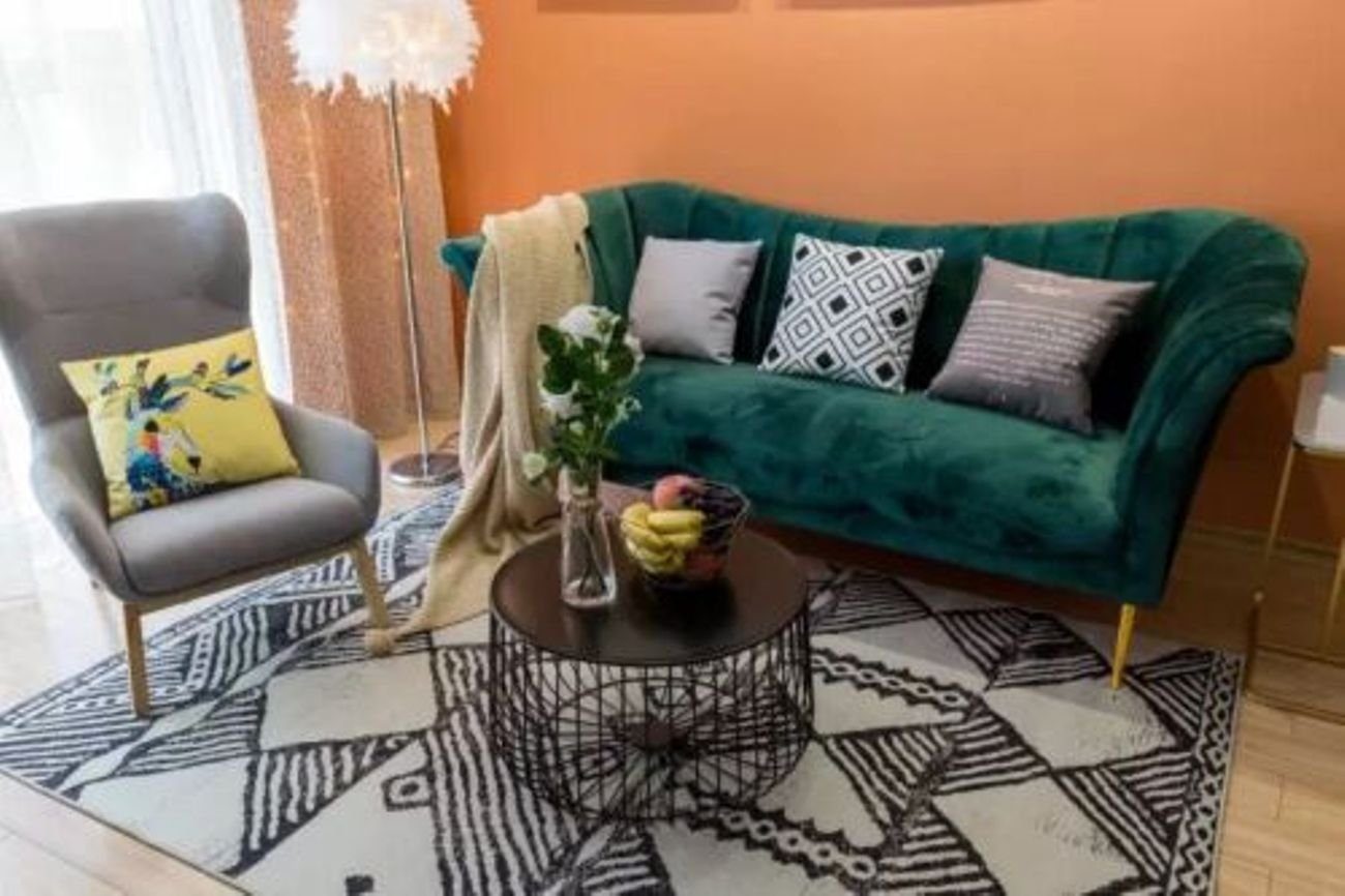 Jvmoebel Wohnzimmer Set Designer Edel Stahl Textil Stoff Sofa Polster