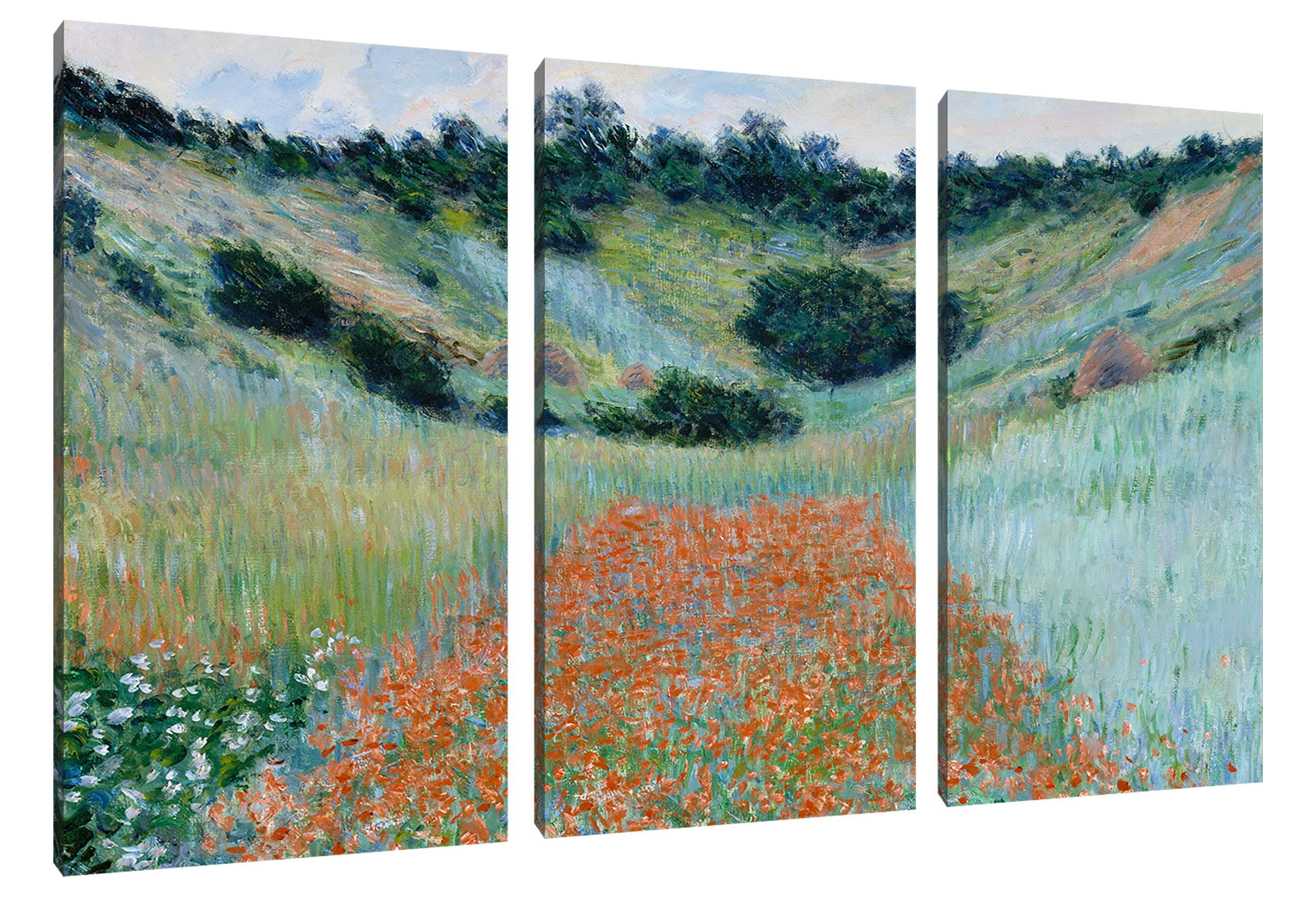 Pixxprint Leinwandbild Claude Monet - Mohnfeld bei Giverny, Claude Monet - Mohnfeld bei Giverny ...