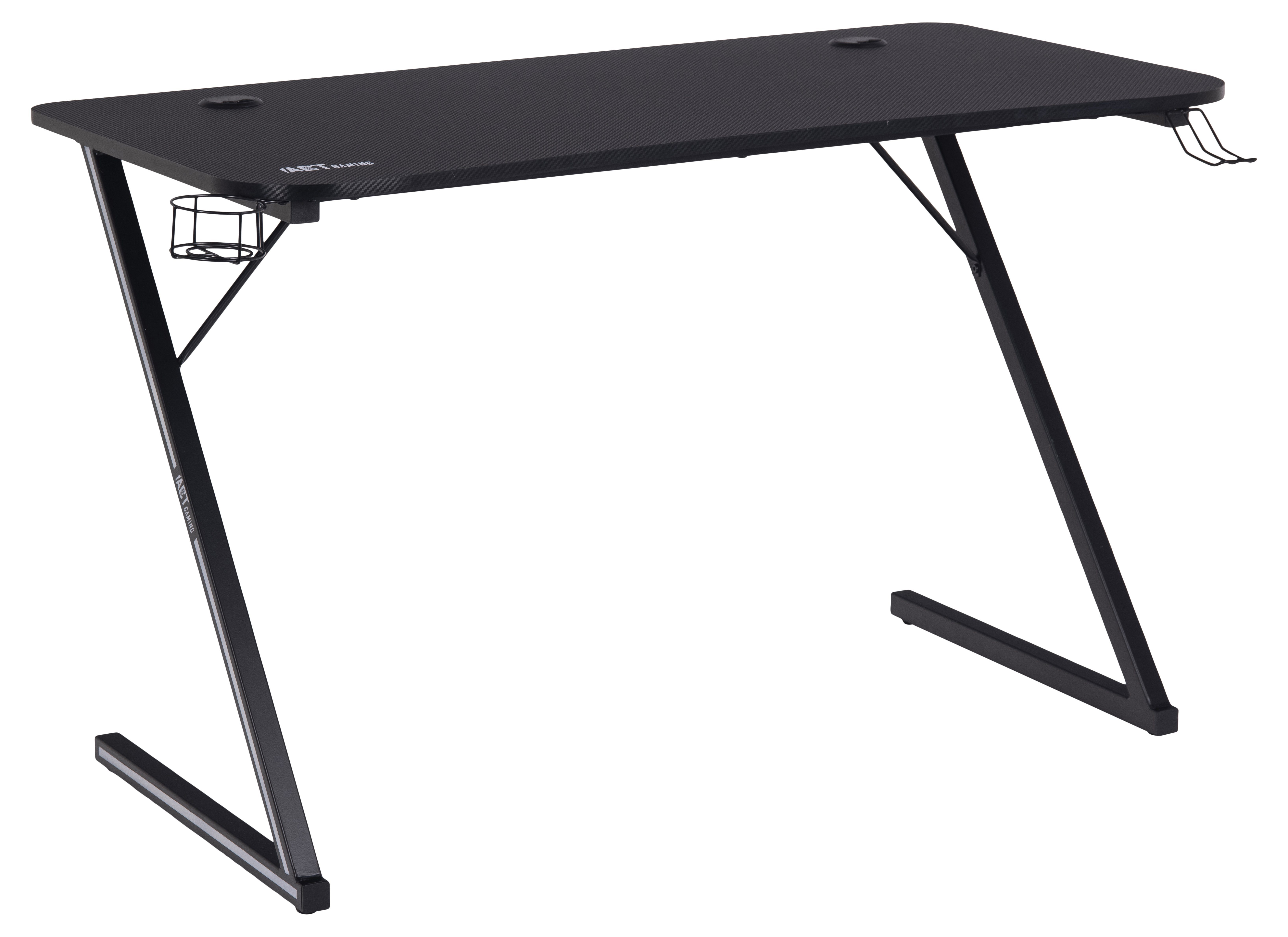 ebuy24 Schreibtisch Aima Gamertisch mit Headsethalter, Getränkehalter