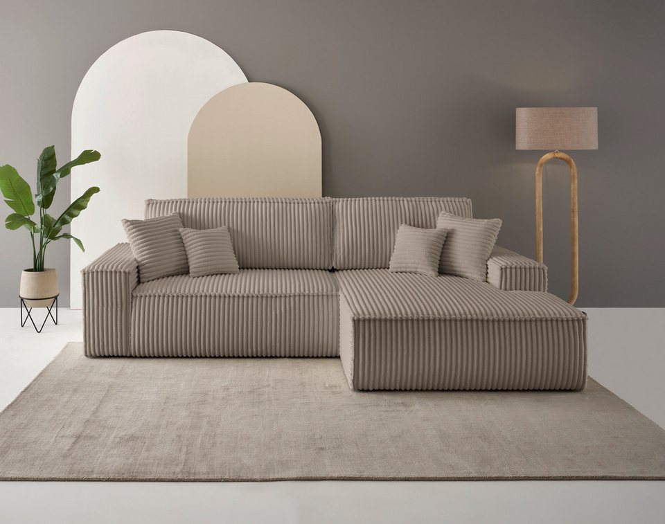 Andas Ecksofa Finnley Schlafsofa 267 Cm In Bouclé Struktur Fein U