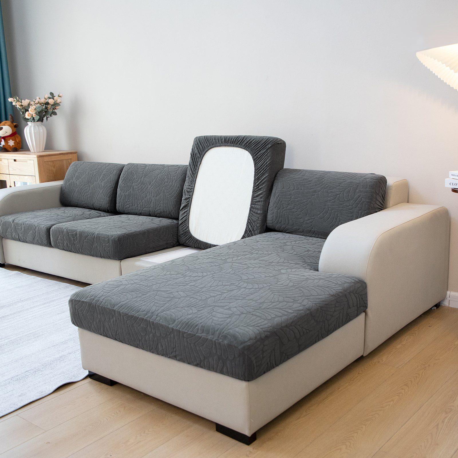 Rosnek Sofahusse Blumenmuster, Jacquard, Stretch, für 1-3 Sitz L ...