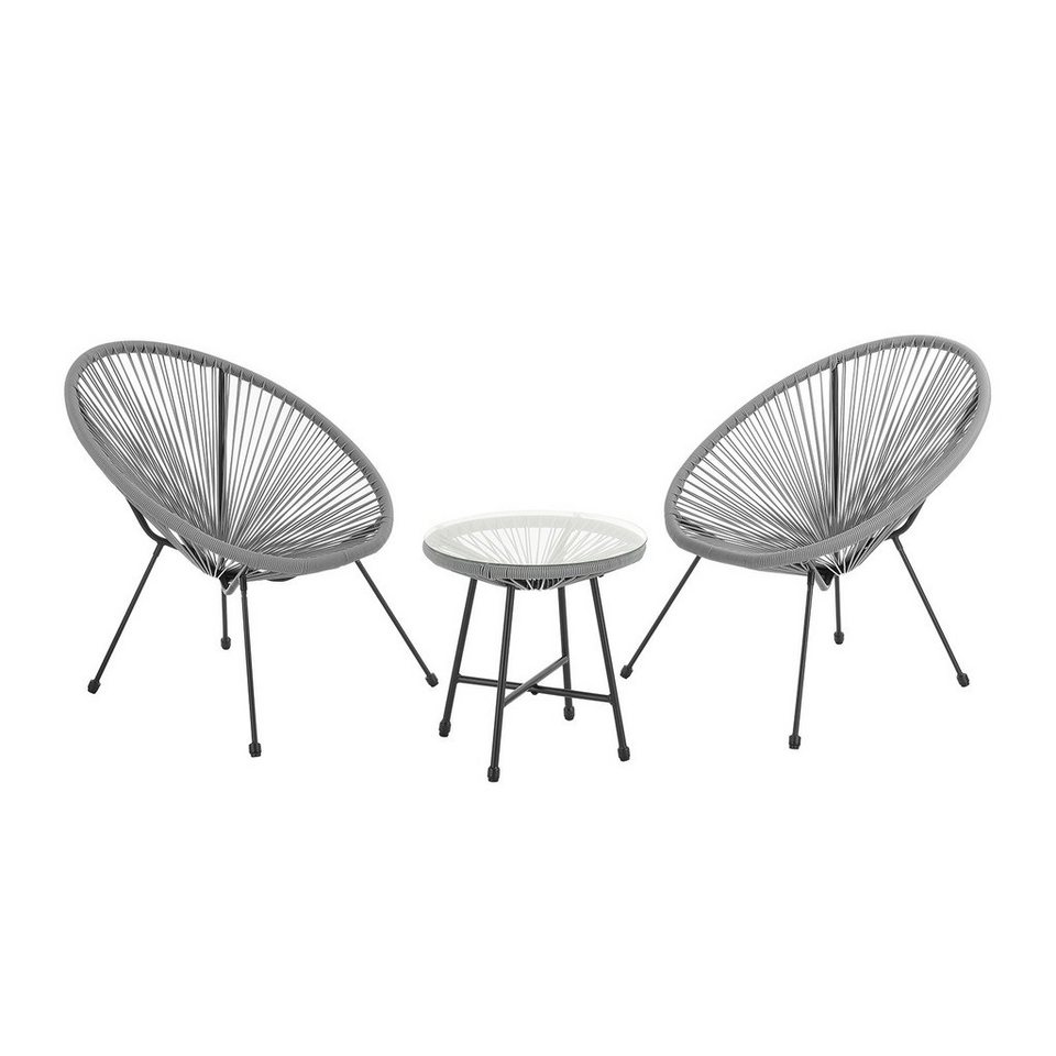 Svita Balkonset Bali Set Set Aus 2x Sessel 1x Tisch Garten Möbel