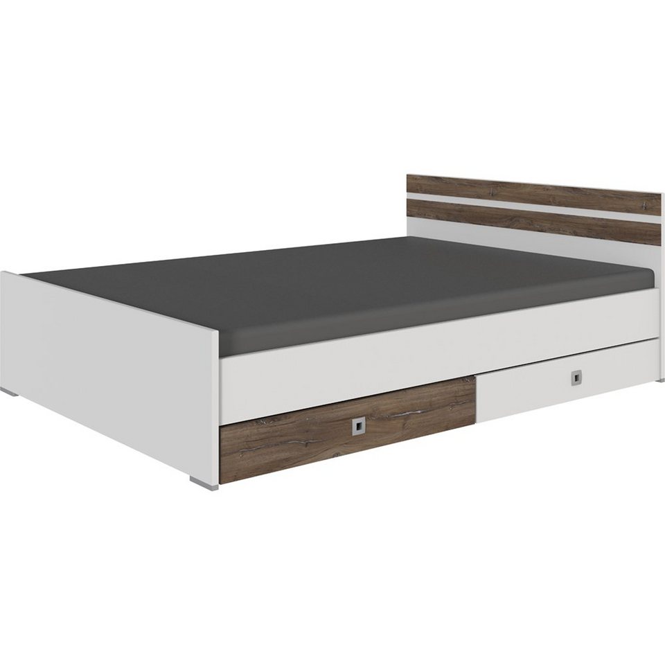 Lomadox Bettgestell Johannesburg 43 Weiß Mit Flagstaff Eiche Nb