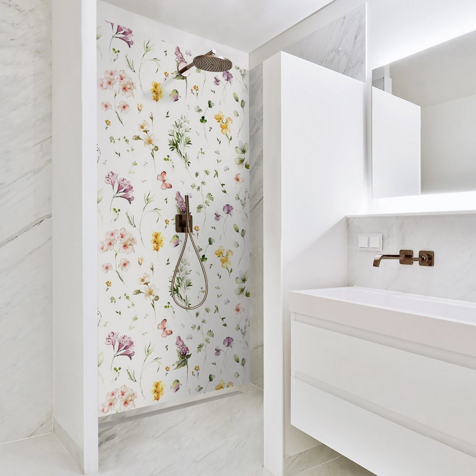 Bilderdepot24 Badrückwand Blumen Violett Duschrückwand Ohne Bohren