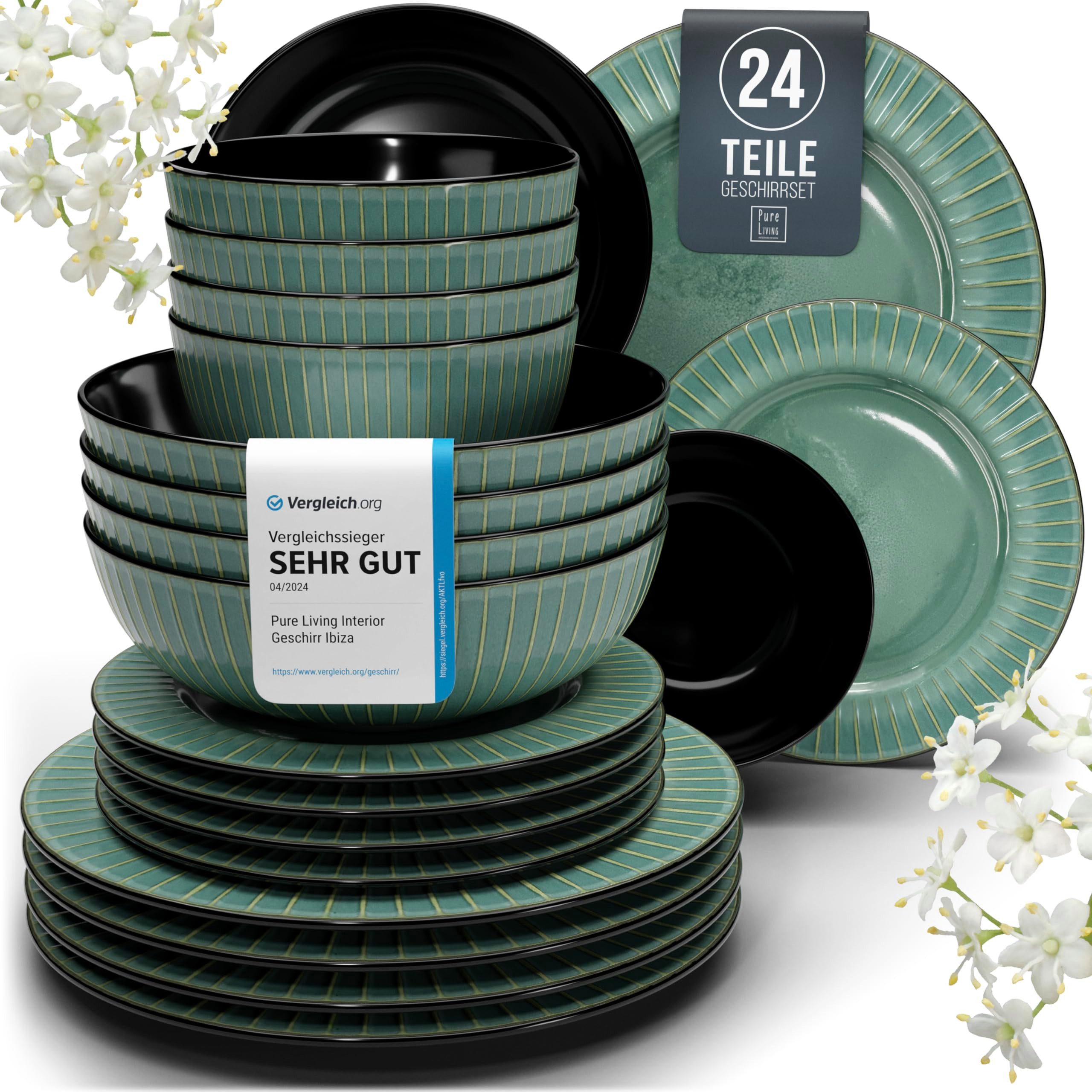 PURE LIVING INTERIOR DESIGN Geschirr-Set 6 Pers. - Hochwertiges ...
