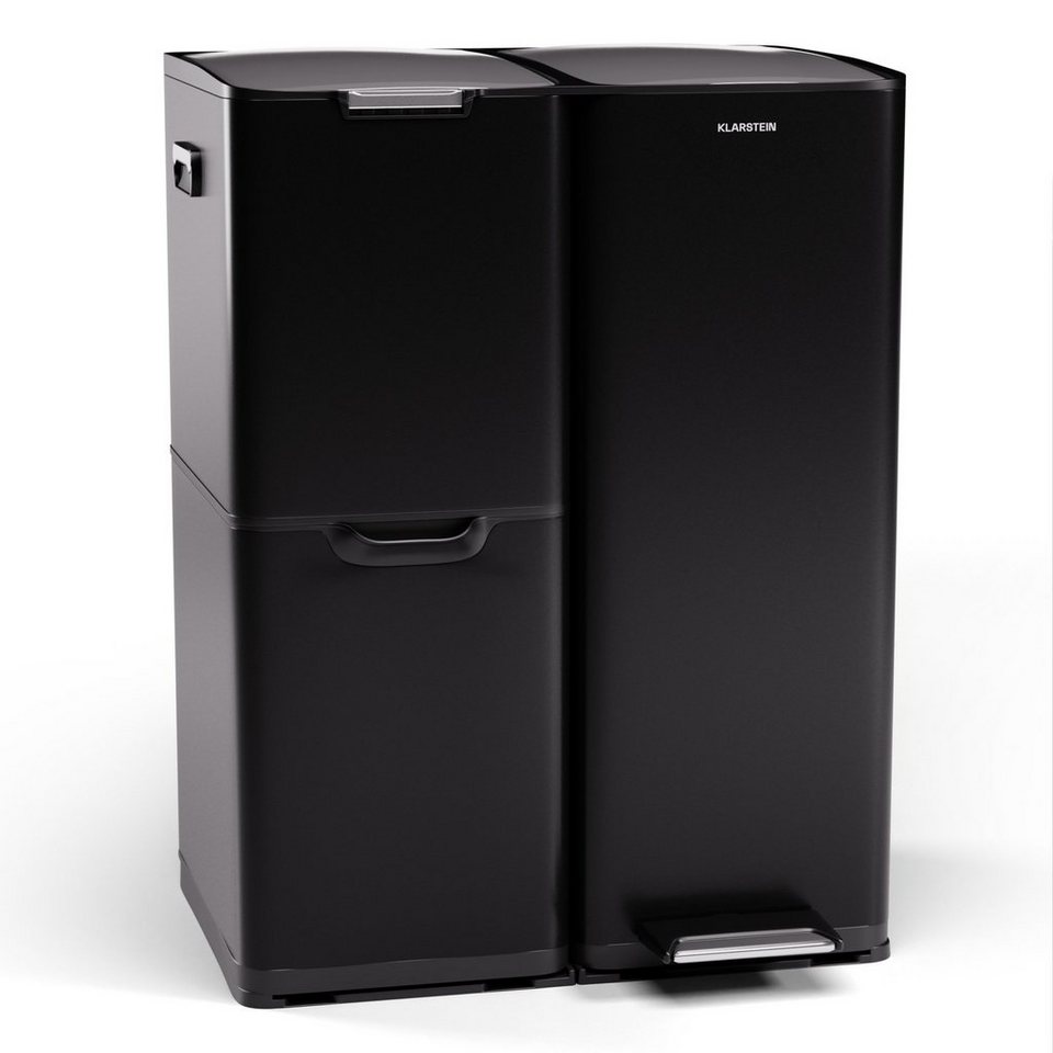 Klarstein Mülleimer Tiyo Mülleimer 3 Fach Treteimer Trash Bin 60l
