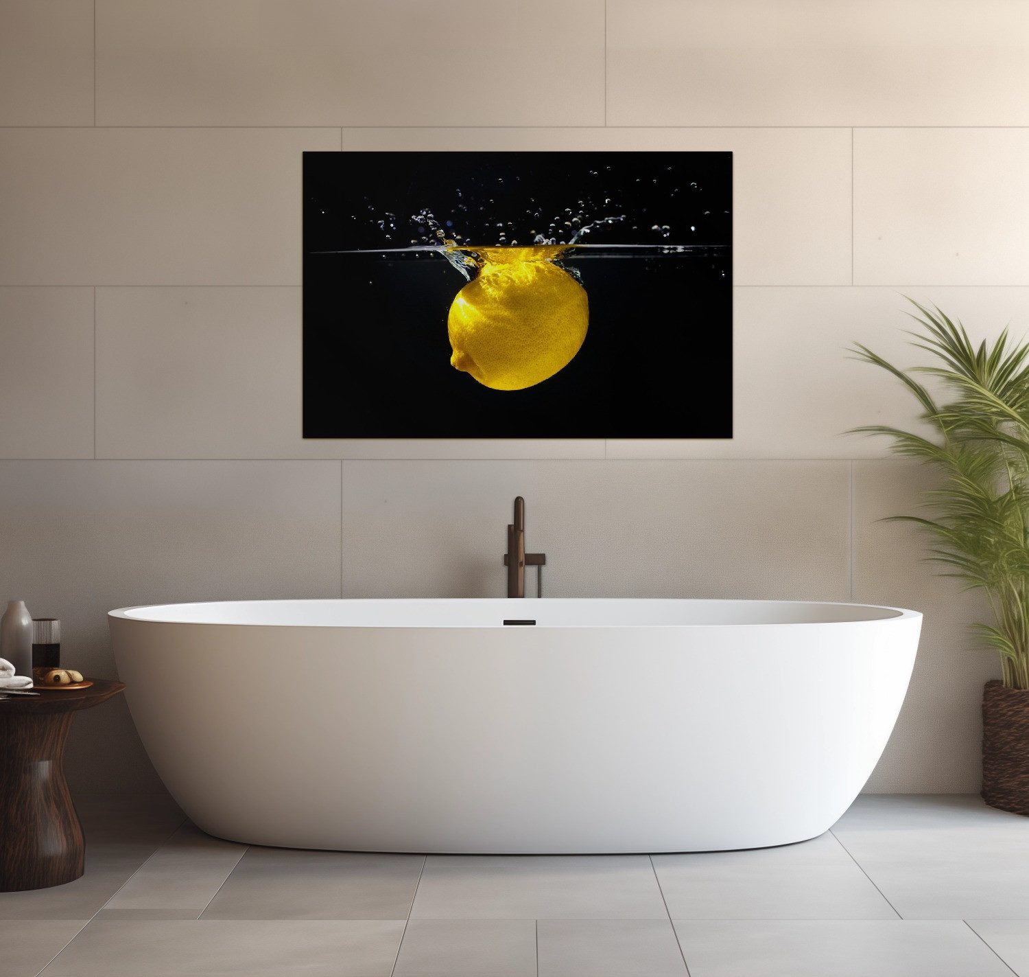 Wallario Wandfolie Zitrone Im Wasser Frisches Obst Für Die Küche