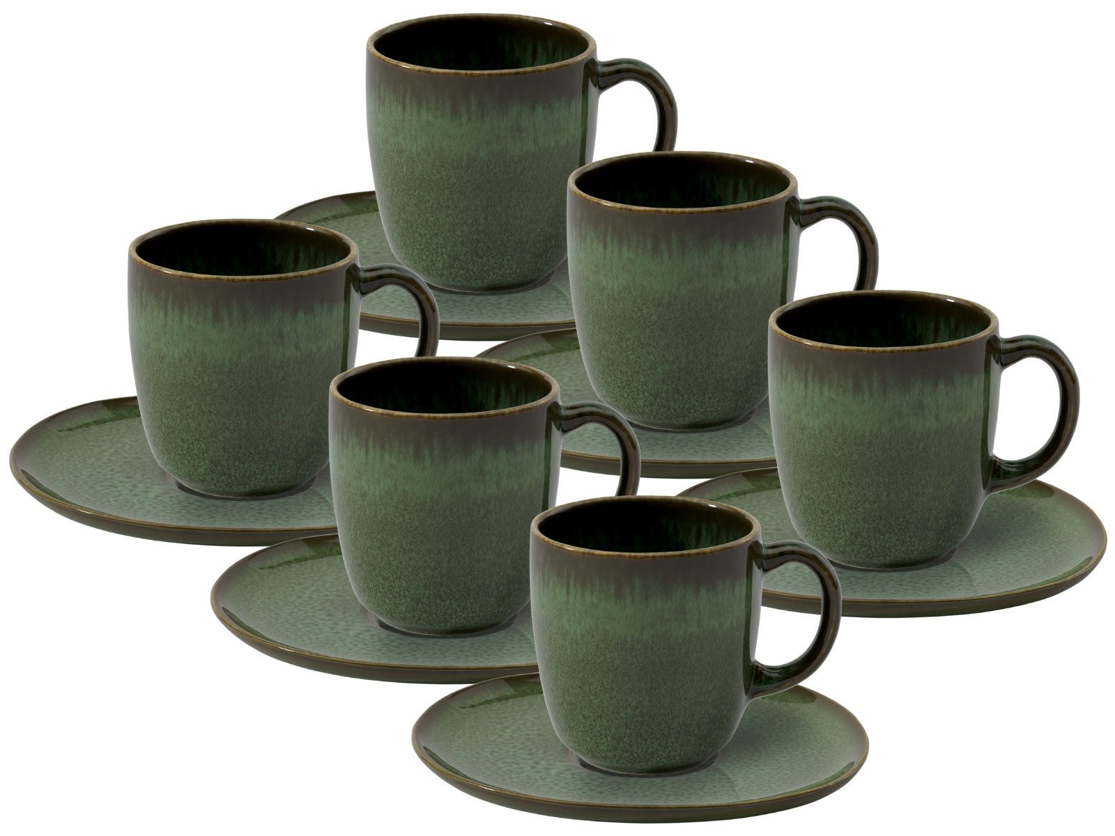 like. by Villeroy & Boch Kaffeeservice Lave vert Kaffeetasse mit Untertasse 0,16l Set6, Steingut ...