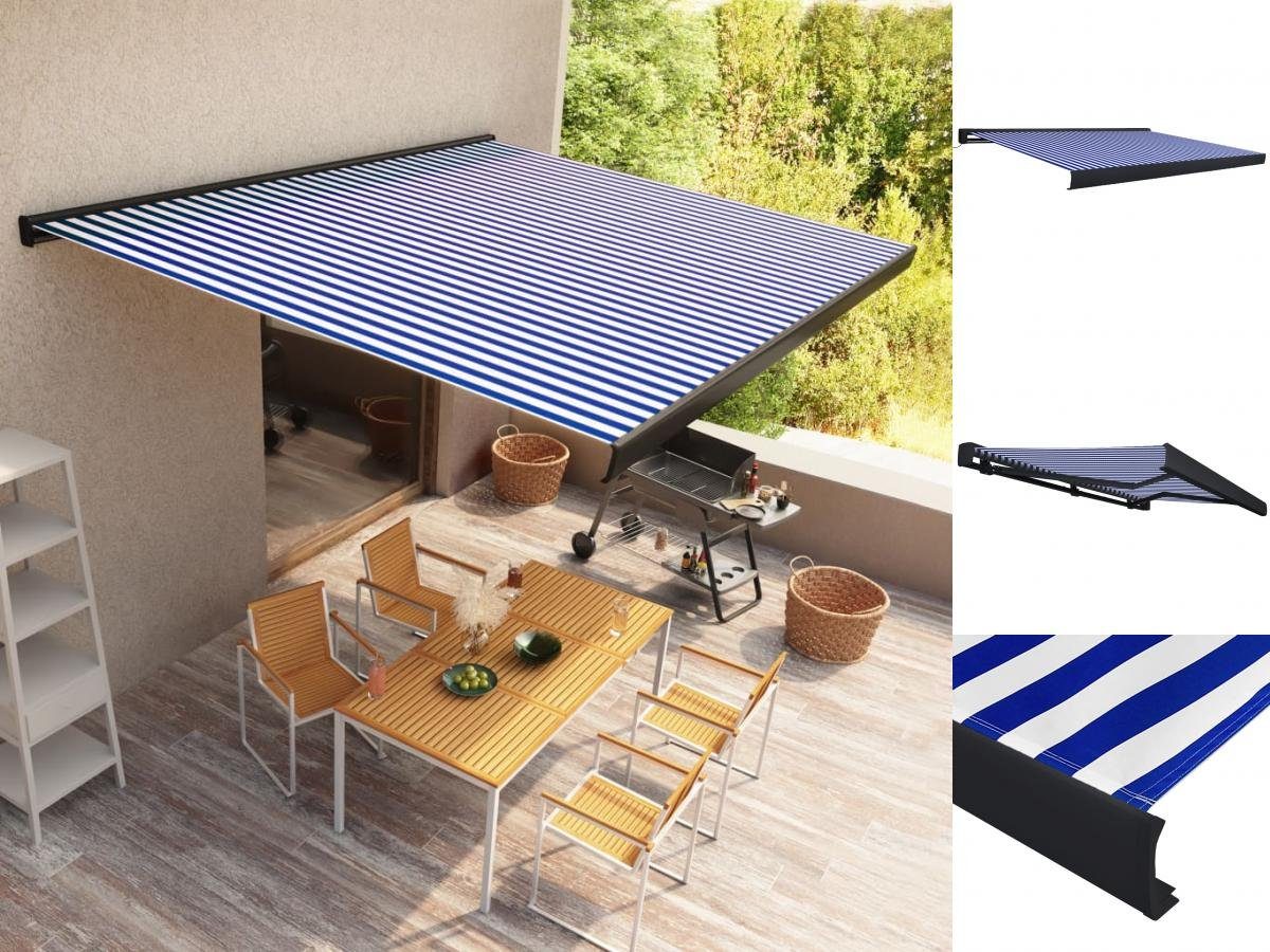 vidaXL Markise Motorisierte Kassetten-Markise 450x300 cm Blau und Weiß Balkon Terrass