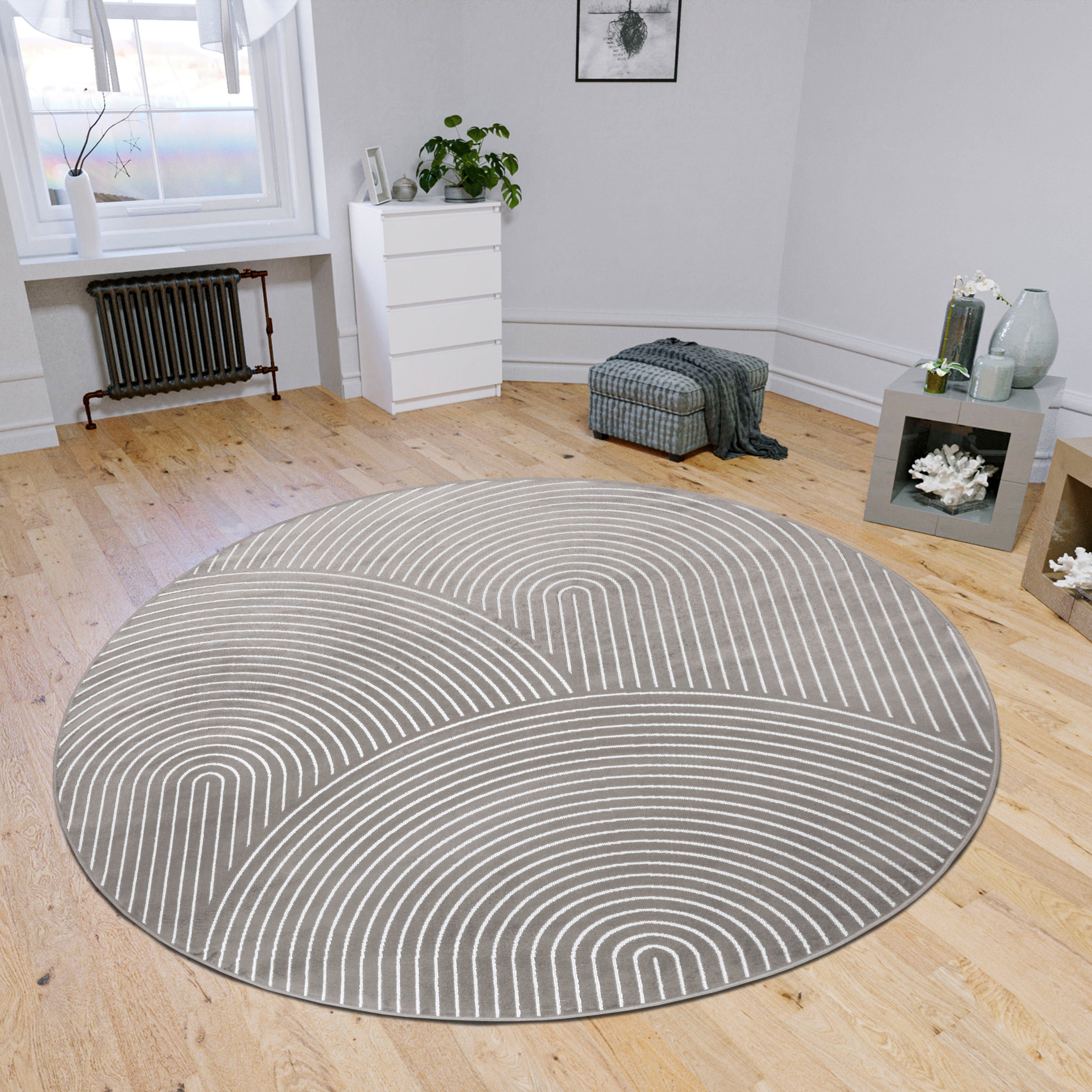 Graue runde Kurzflor-Teppiche online kaufen | OTTO