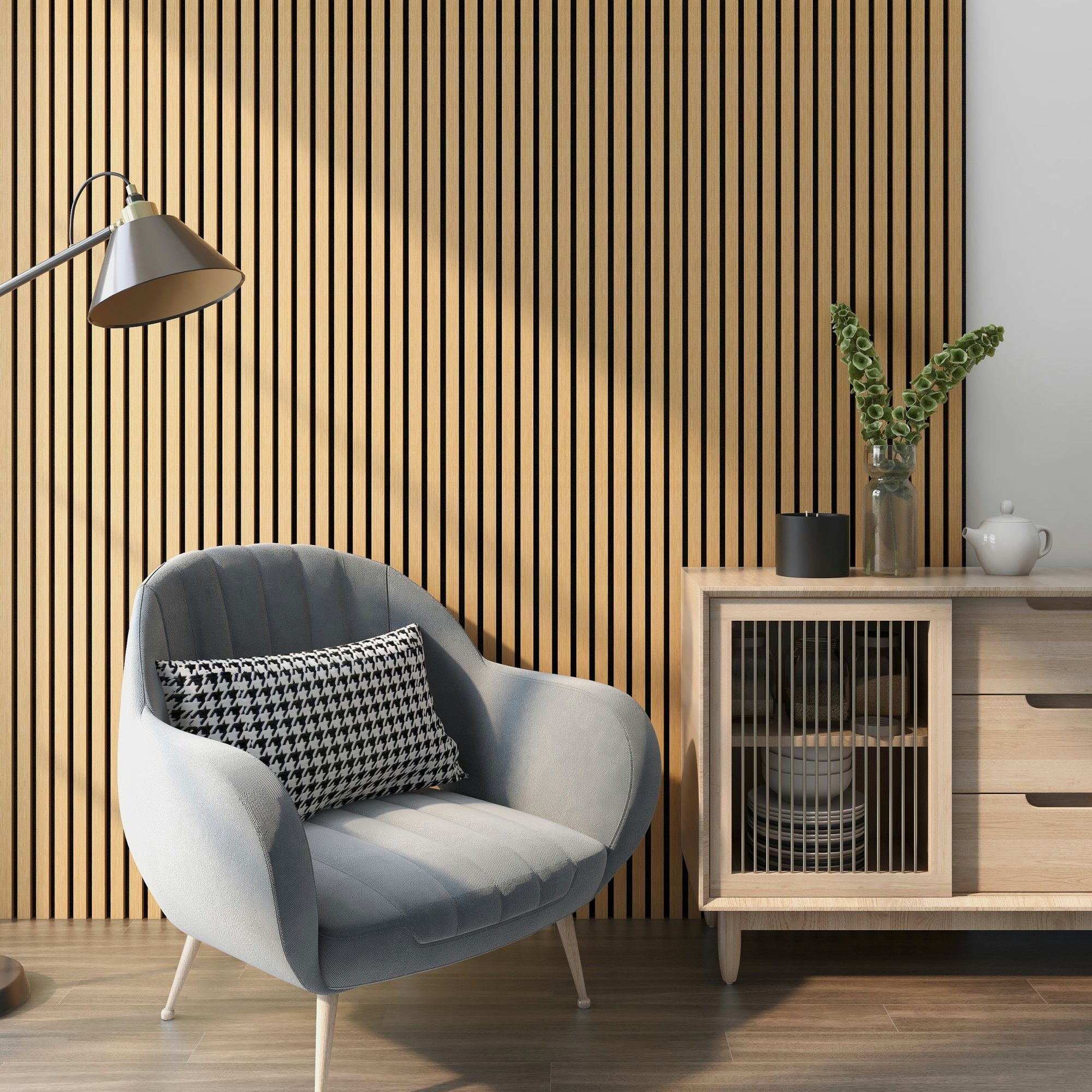 neu.holz 3D Wandpaneel, (Set, 8-tlg) »Vang« Akustik Wandpaneel Eiche 5,76m²