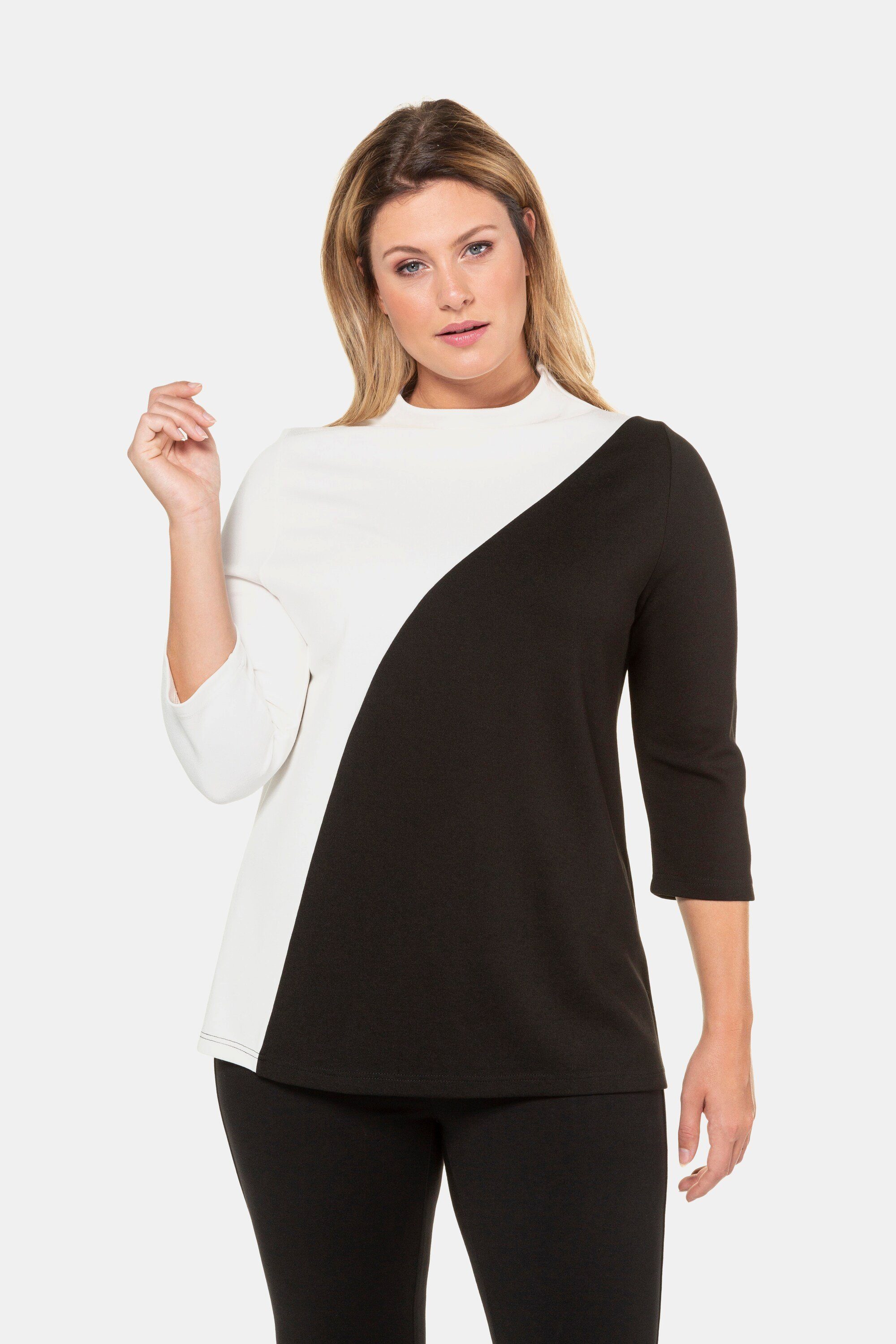 Ulla Popken Rundhalsshirt Shirt Colorblocking Stehkragen Selection