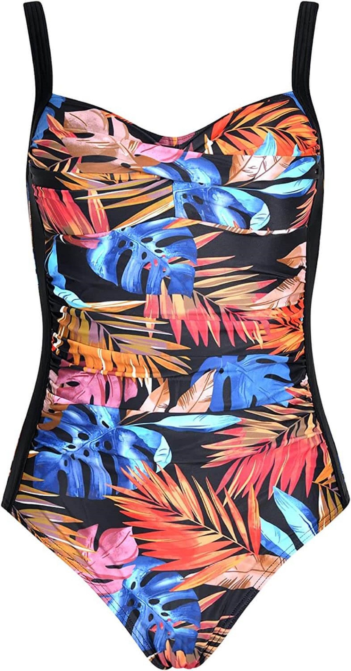 COFI 1453 Badeanzug für Damen mit gerüschtem Bauchweg-Effekt – Schlank machender Komfort ...