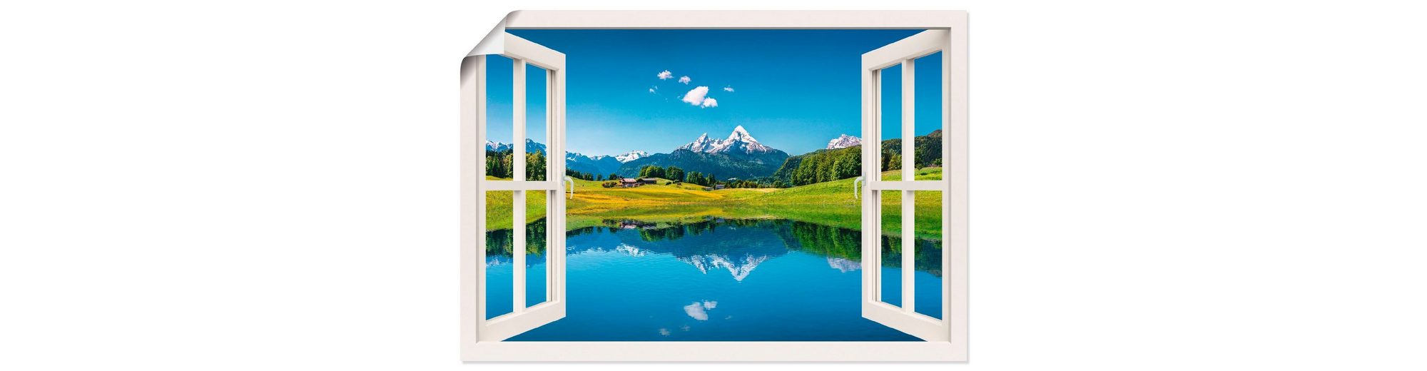 Artland Wandbild »Fensterblick Alpen und Bergsee«, Berge (1 Stück), in ...