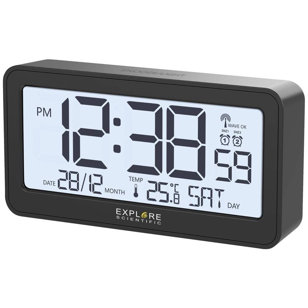 EXPLORE SCIENTIFIC Wecker Funk-Uhr, Kalender mit 7 einstellbaren Sprachen