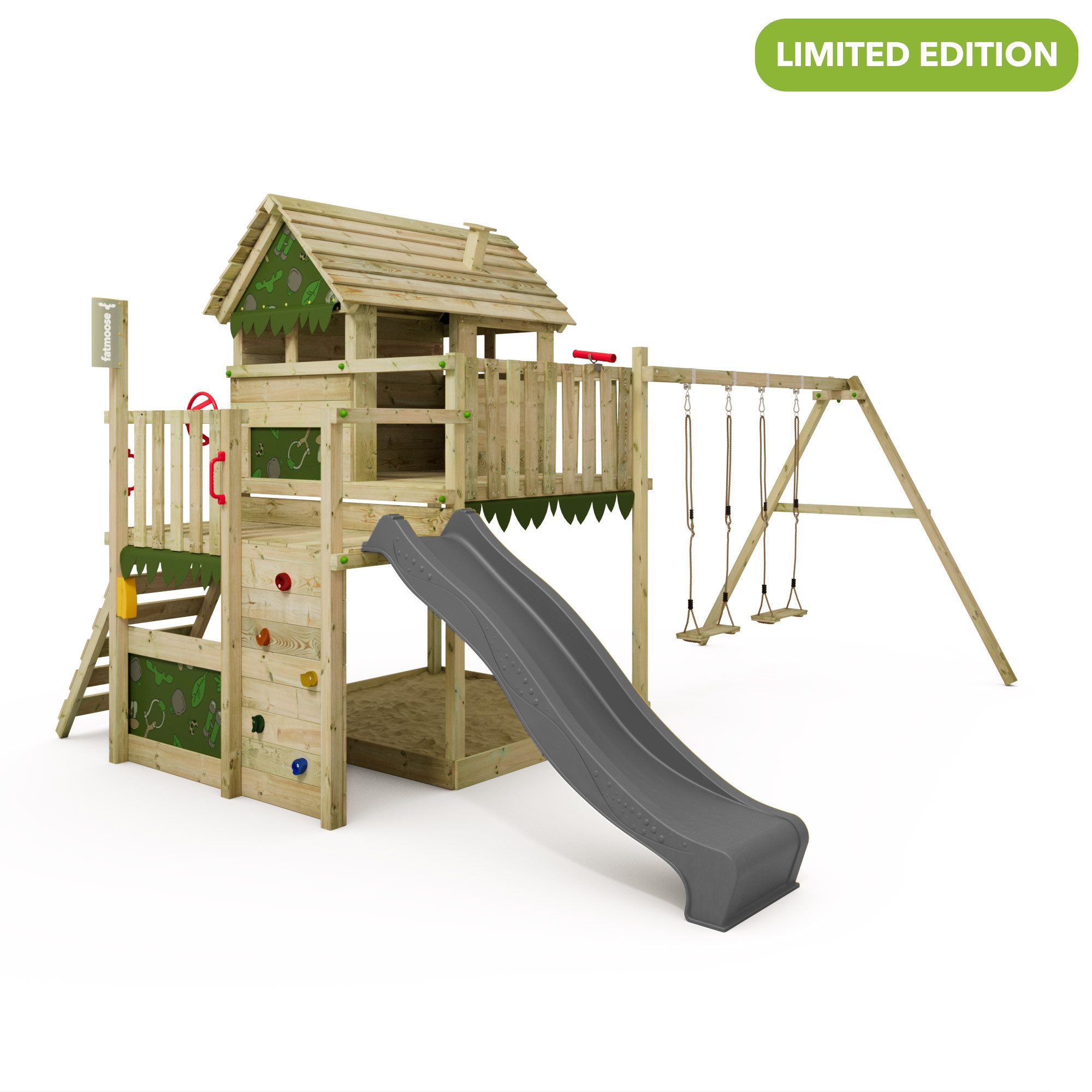 FATMOOSE Spielturm MightyMansion Move XXL Stelzenhaus mit Rutsche ...