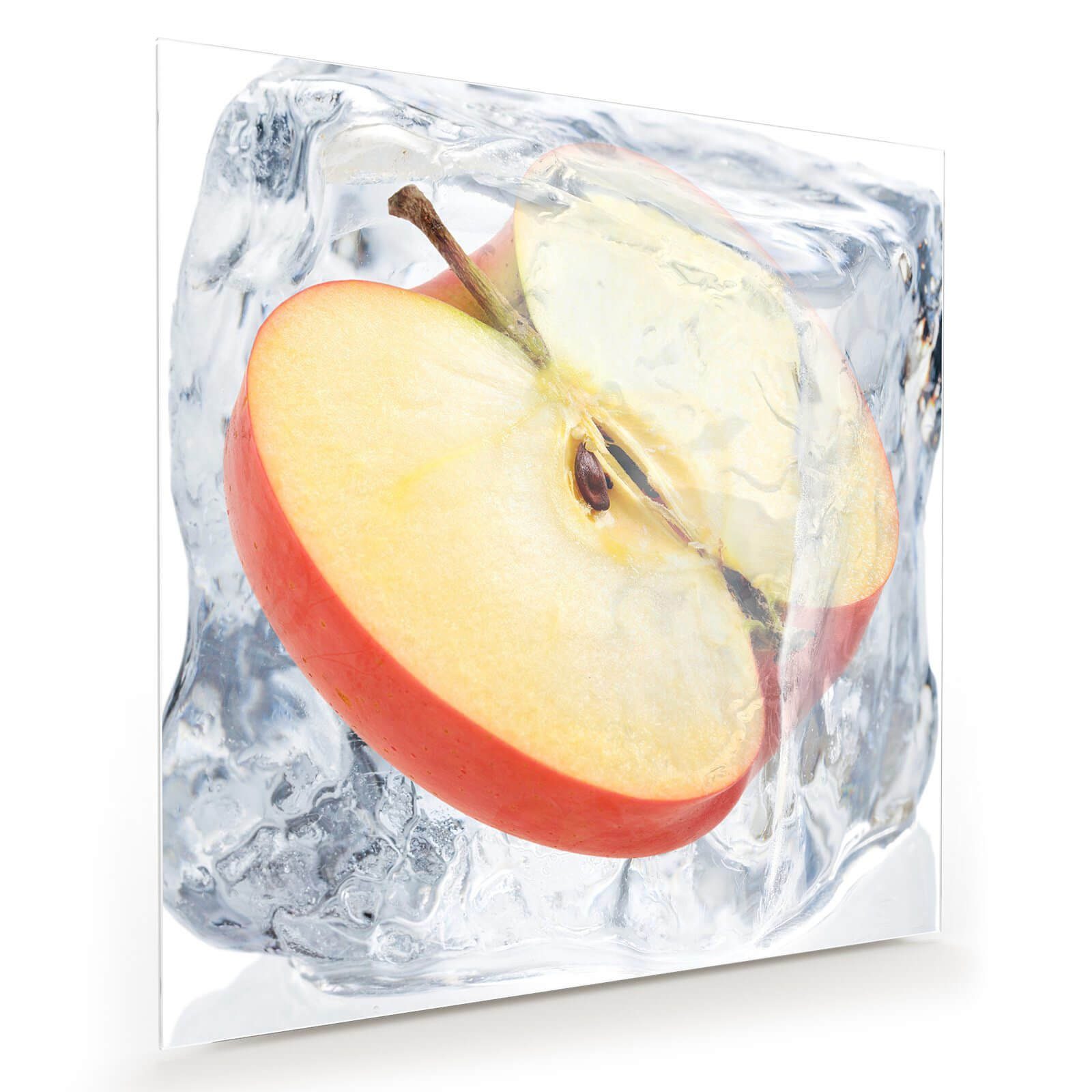 Primedeco Glasbild Wandbild Quadratisch Apfel In Eiswürfel Mit