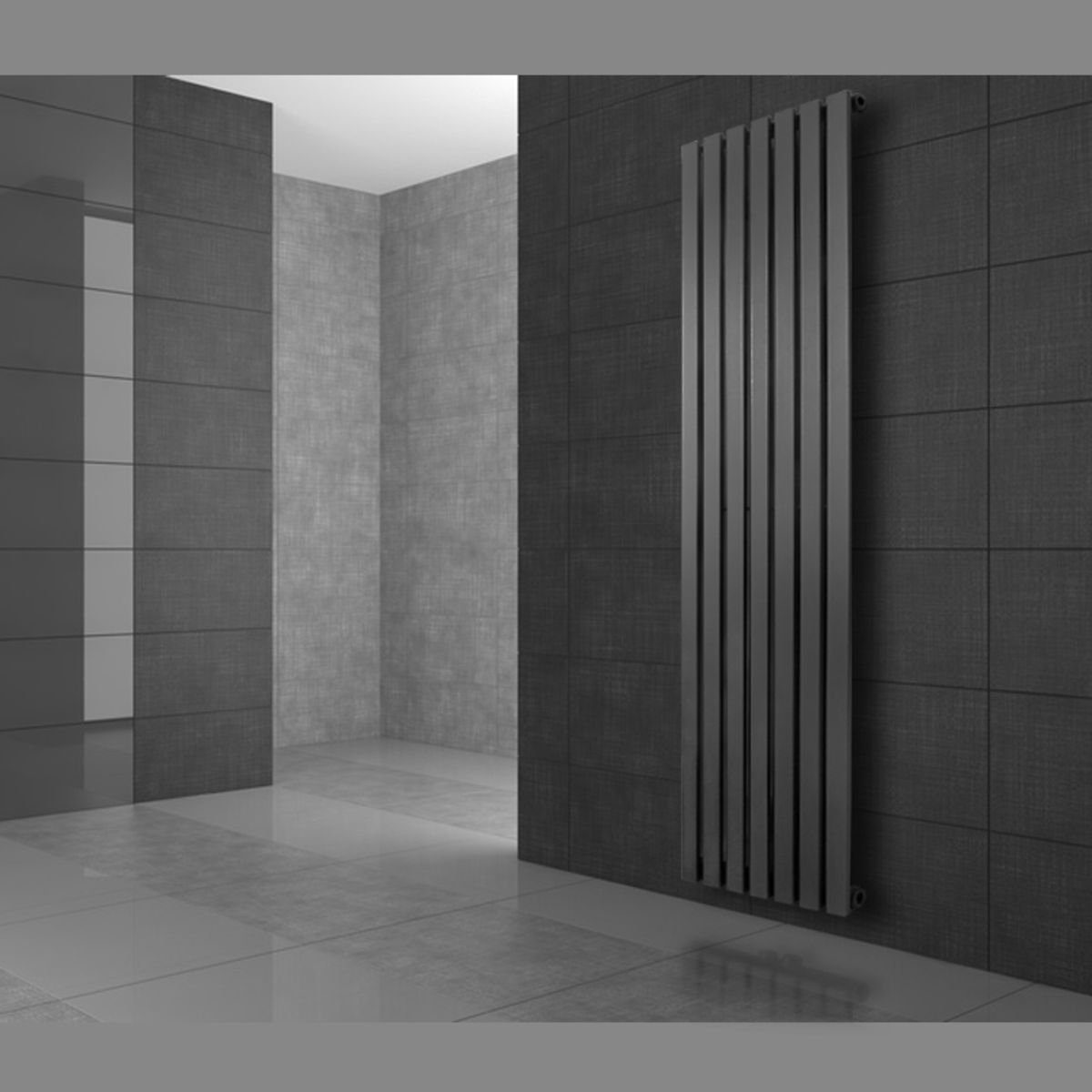 ECD Germany Heizkörper Badheizkörper Stella 370x1800 mm Anthrazit mit ...