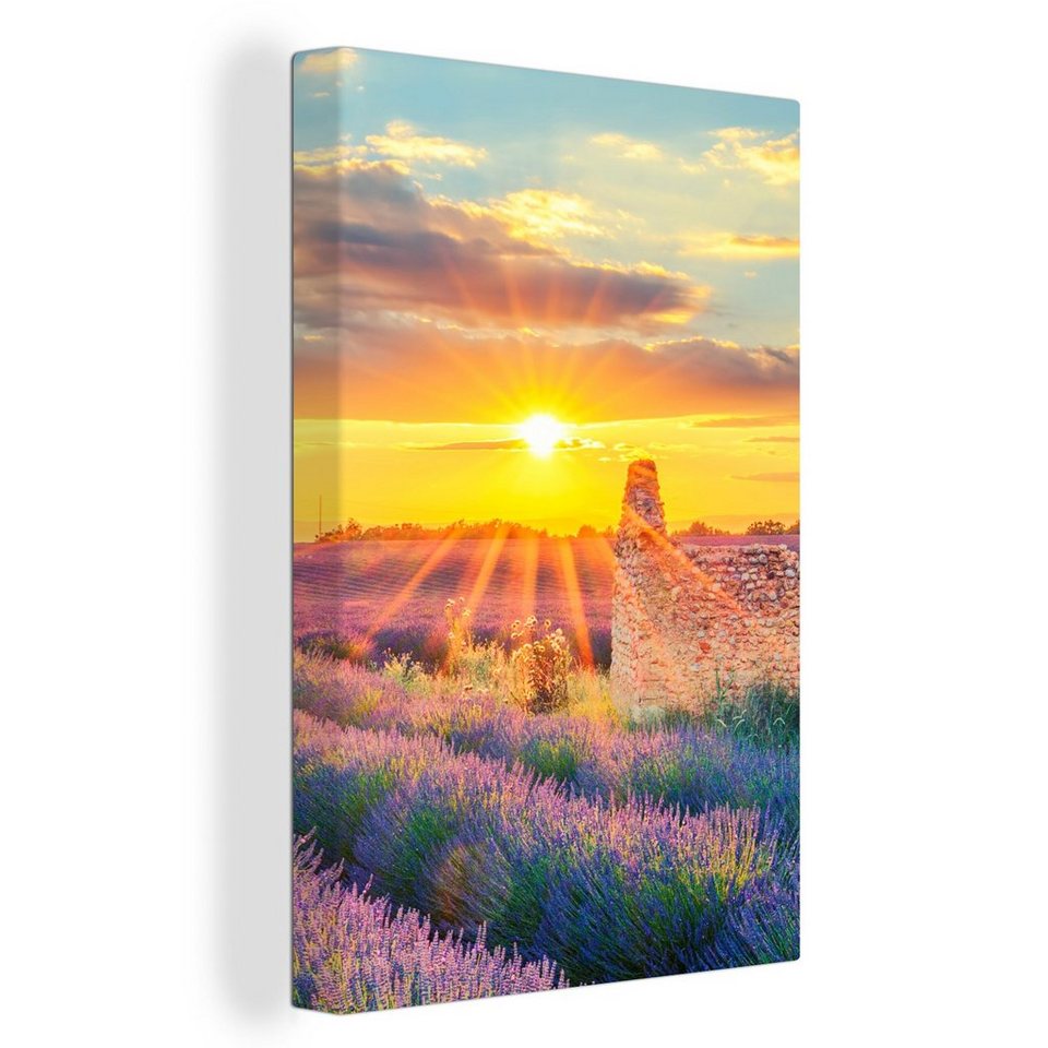 OneMillionCanvasses® Leinwandbild Lavendel - Sonnenuntergang - Ruine ... OneMillionCanvasses® Leinwandbild Lavendel - Sonnenuntergang - Ruine ...