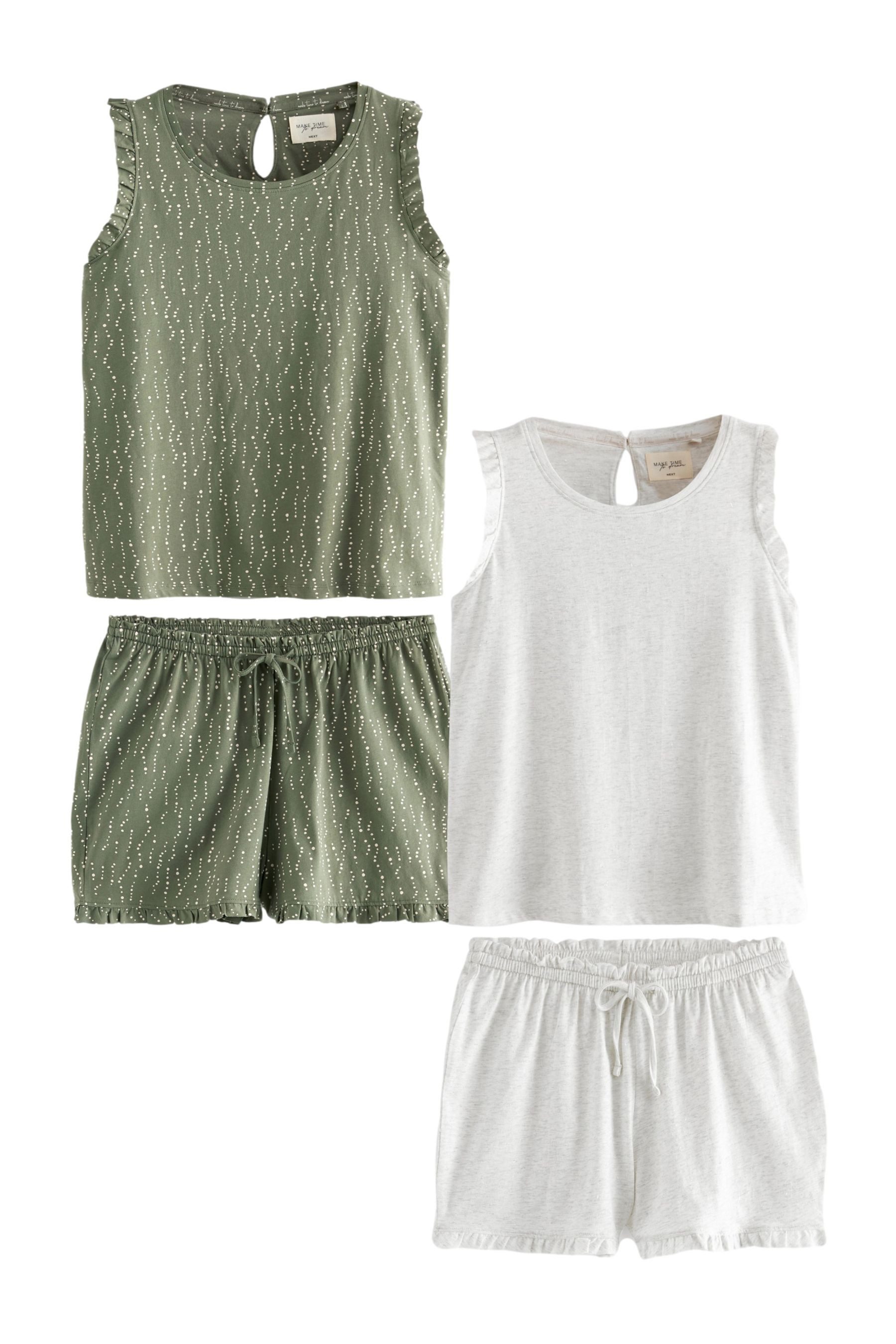 Next Pyjama Schlafanzug Mit Trägertop Und Shorts Im 2er Pack 4 Tlg Grün
