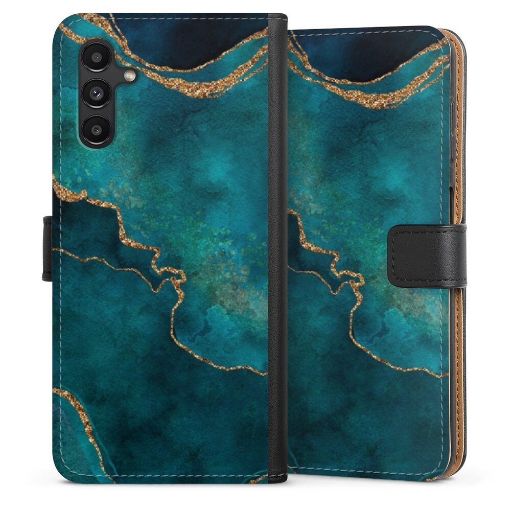 Deindesign Handyhülle Glitzer Look Marmor Kunst Gemstone Glamour Teal