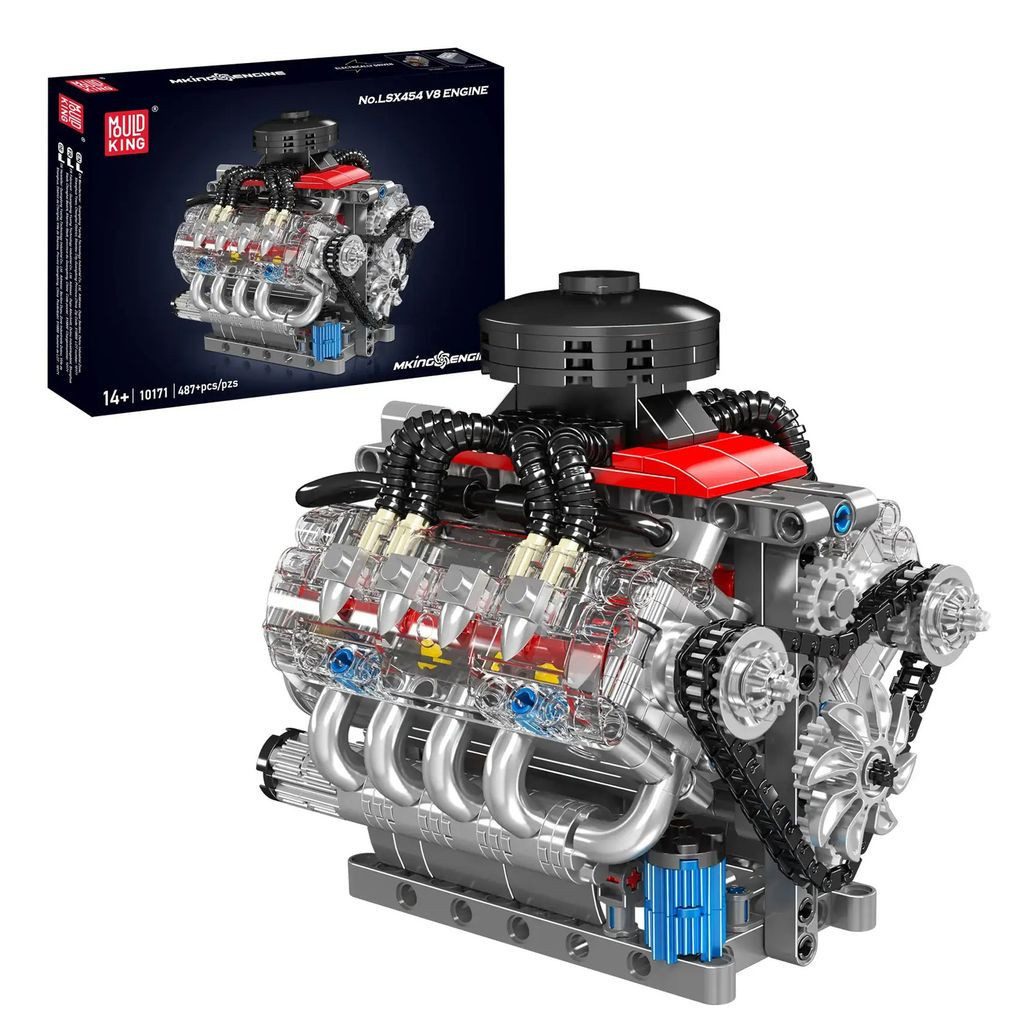 Mould King 10171 V8-Motor-Modellbausatz MOC Klemmbausteine 487 Teile Konstruktionsspielsteine ...