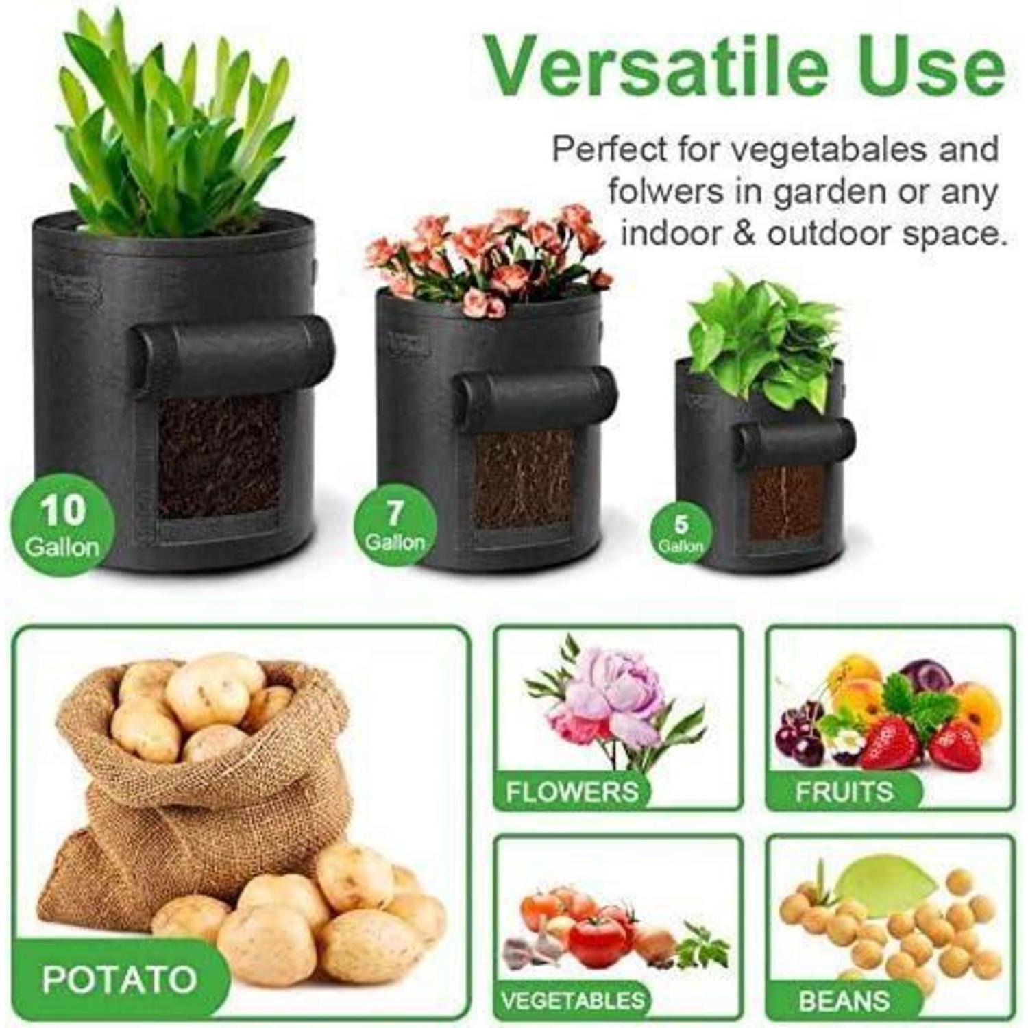 LuxusKollektion Pflanzkübel 7 Gallonen Potato Growing Bags 5er Pack mit ...