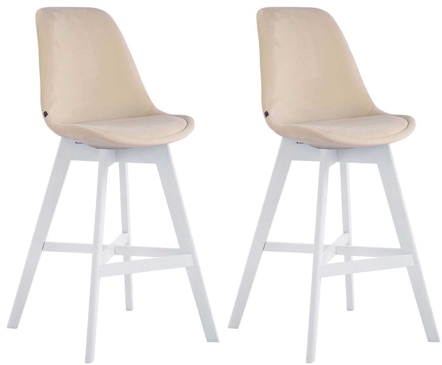 CLP Barhocker 2er Set Barhocker Cannes Samt weiß