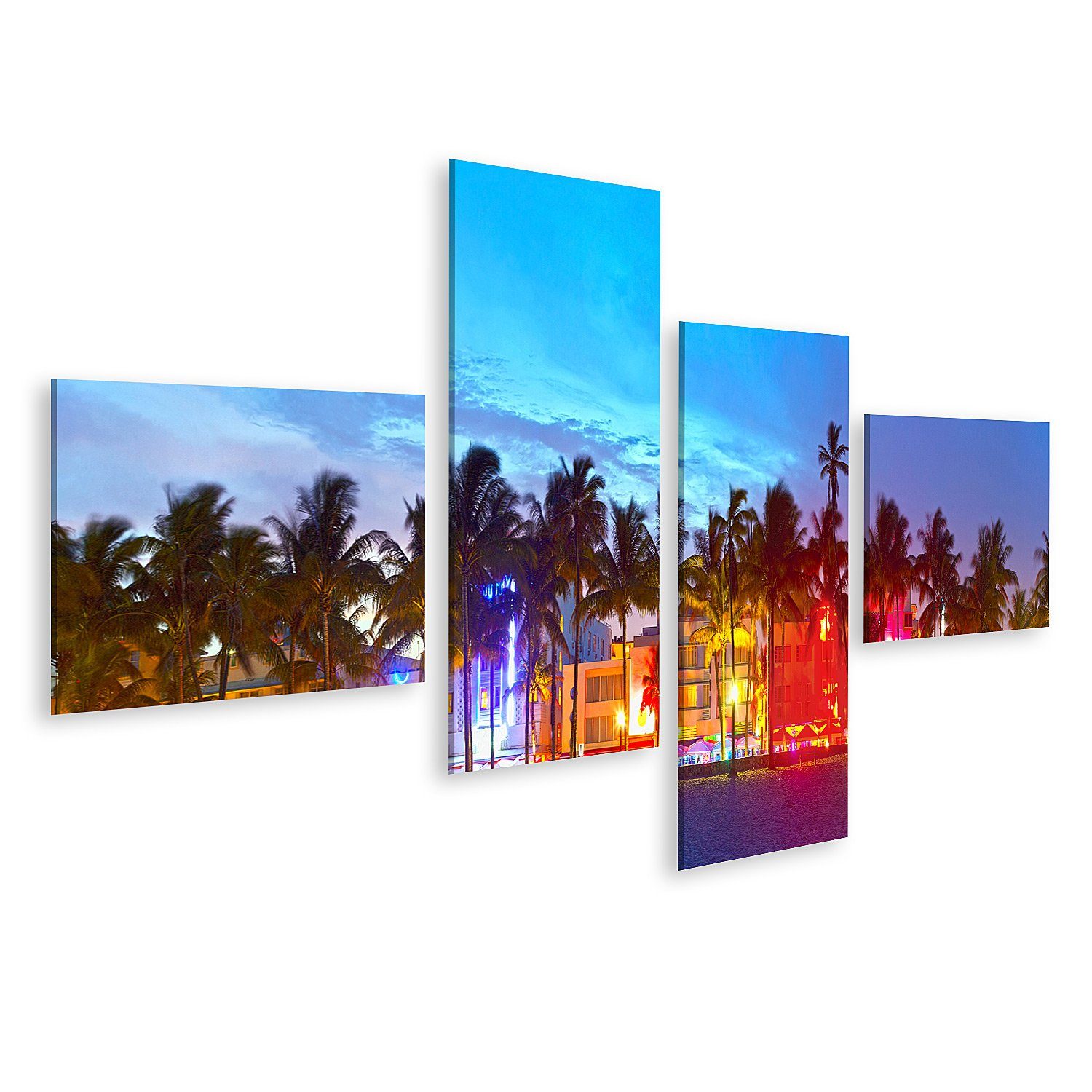 islandburner Leinwandbild Bild auf Leinwand Miami Beach Florida Hotels und Restaurants bei Sonne