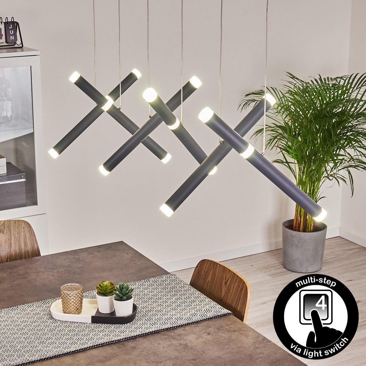 Hofstein Pendelleuchte Speer Deckenlampe Aus Metall In Anthrazit Und