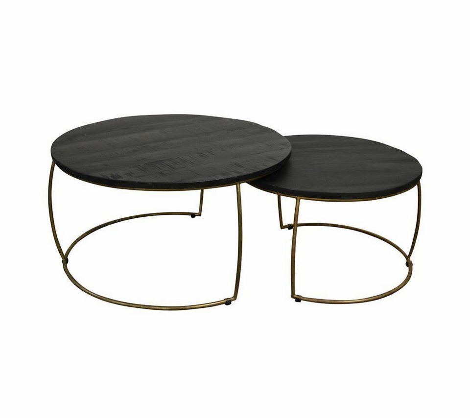 Couchcenter Couchtisch 2er Set Couchtisch Emma Schwarz Gold Rund Metall