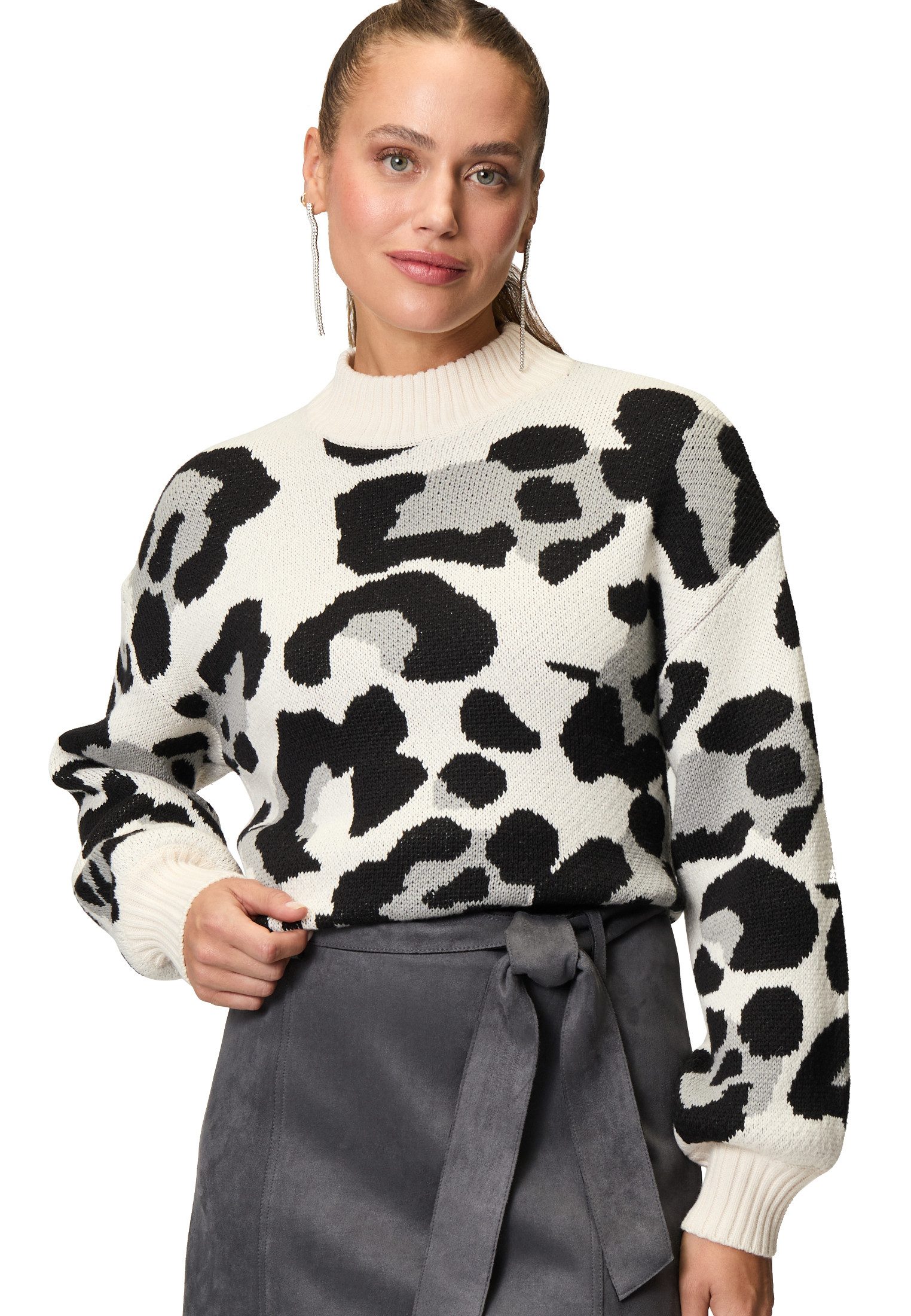 Zero Strickpullover zero Pullover mit Leoprint (1-tlg) Plain/ohne Details