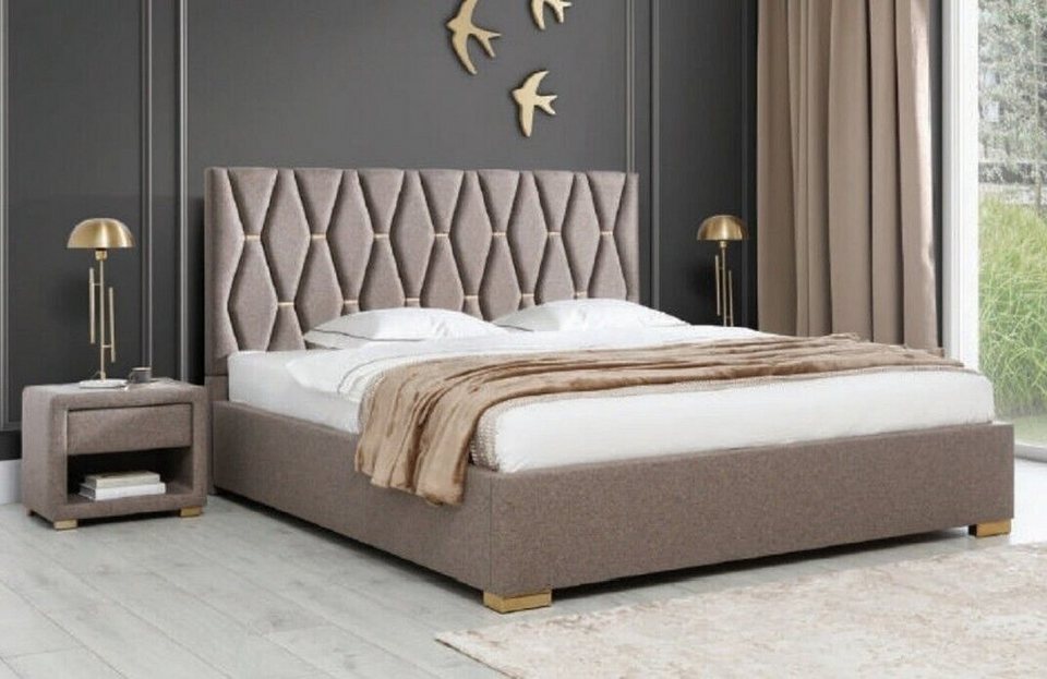 Jvmoebel Schlafzimmer Set Braunes Textilbett Designer Polster
