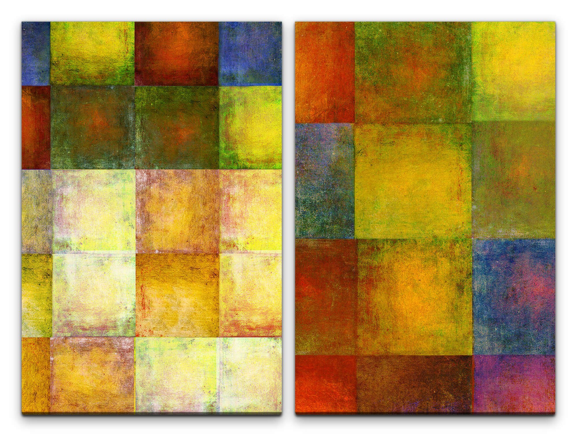 Sinus Art Leinwandbild 2 Bilder Je 60x90cm Farbwürfel Bunt Farbenfroh