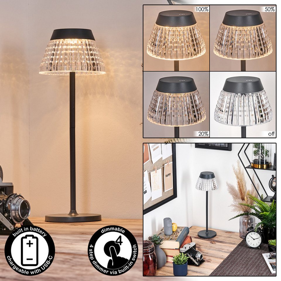 Hofstein Tischleuchte Tischlampe Dimmbar Aus Metallkunststoff In