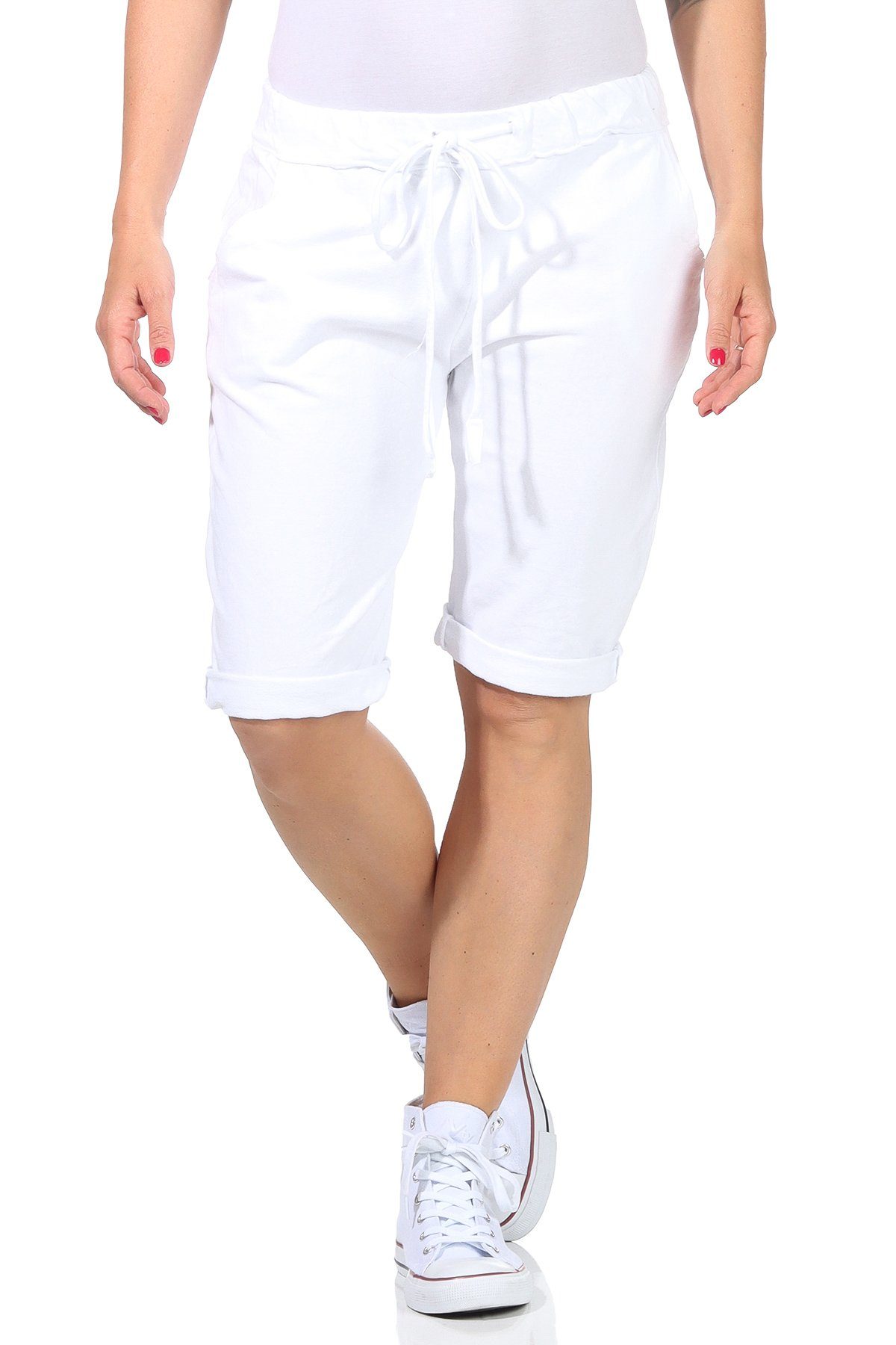 CLEO STYLE Bermudas Sweat Bermuda 1212 Weiß 36-40, Bermuda-Hose