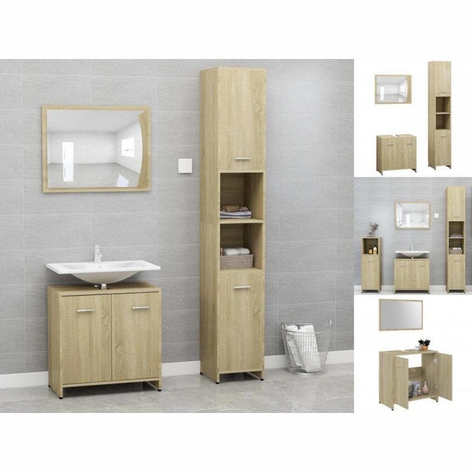 Vidaxl Badezimmer Set 3 Tlg Badmöbel Set Sonoma Eiche Spanplatte