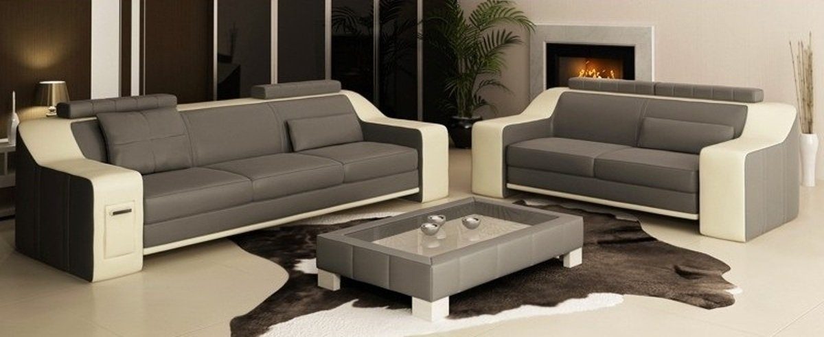 JVmoebel Sofa Ledersofa Set Sofa Couch Sofagarnitur 3+2+1 Sofas HuttenGB, Made in Europa