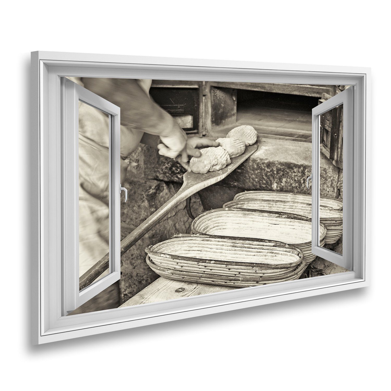 islandburner Leinwandbild Fensterblick Brot backen Alte Bäckerei Sagenhafter Effekt Wandbild Lei