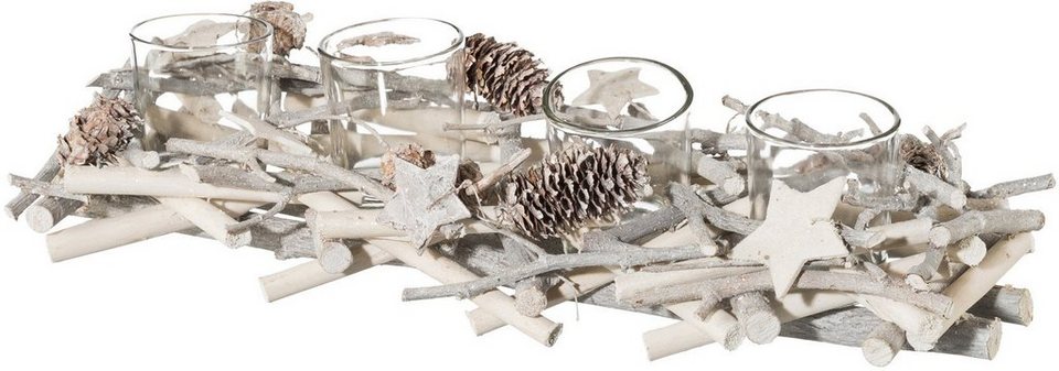 Creativ Deco Teelichthalter Weihnachtsdeko 1 St Natürliche Elementen