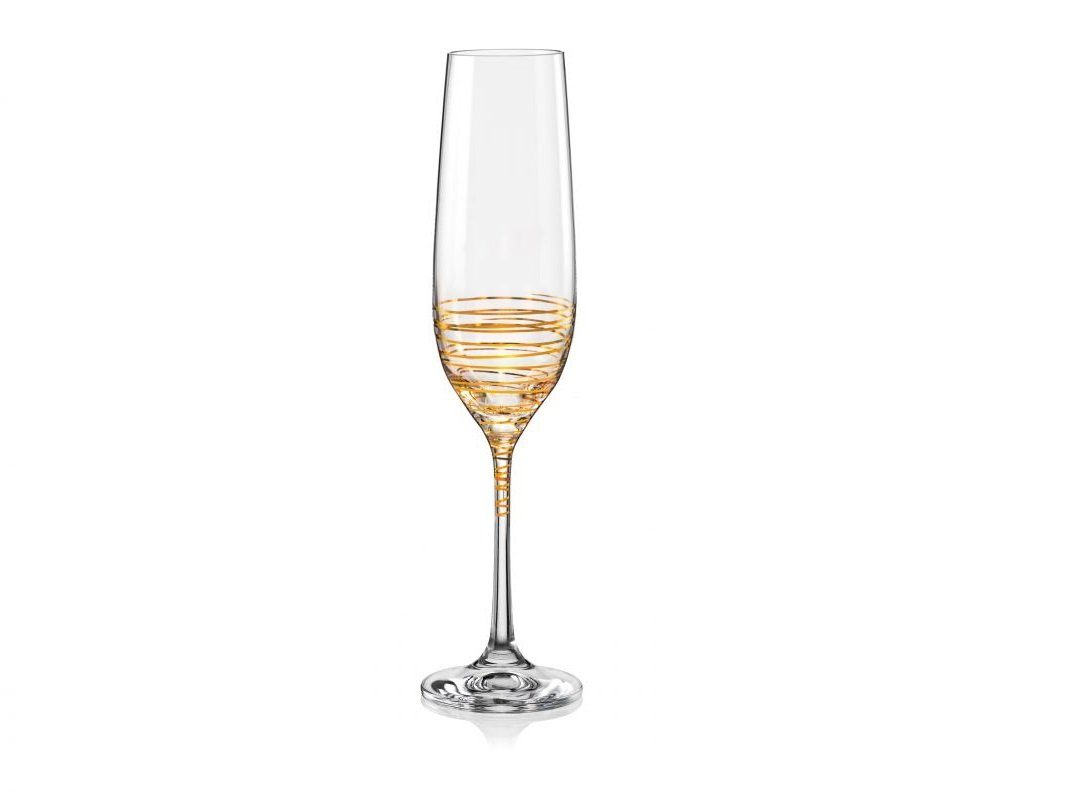 Crystalex Sektglas Spiral Gold Sektgläser 190 Ml 2er Set Kristallglas