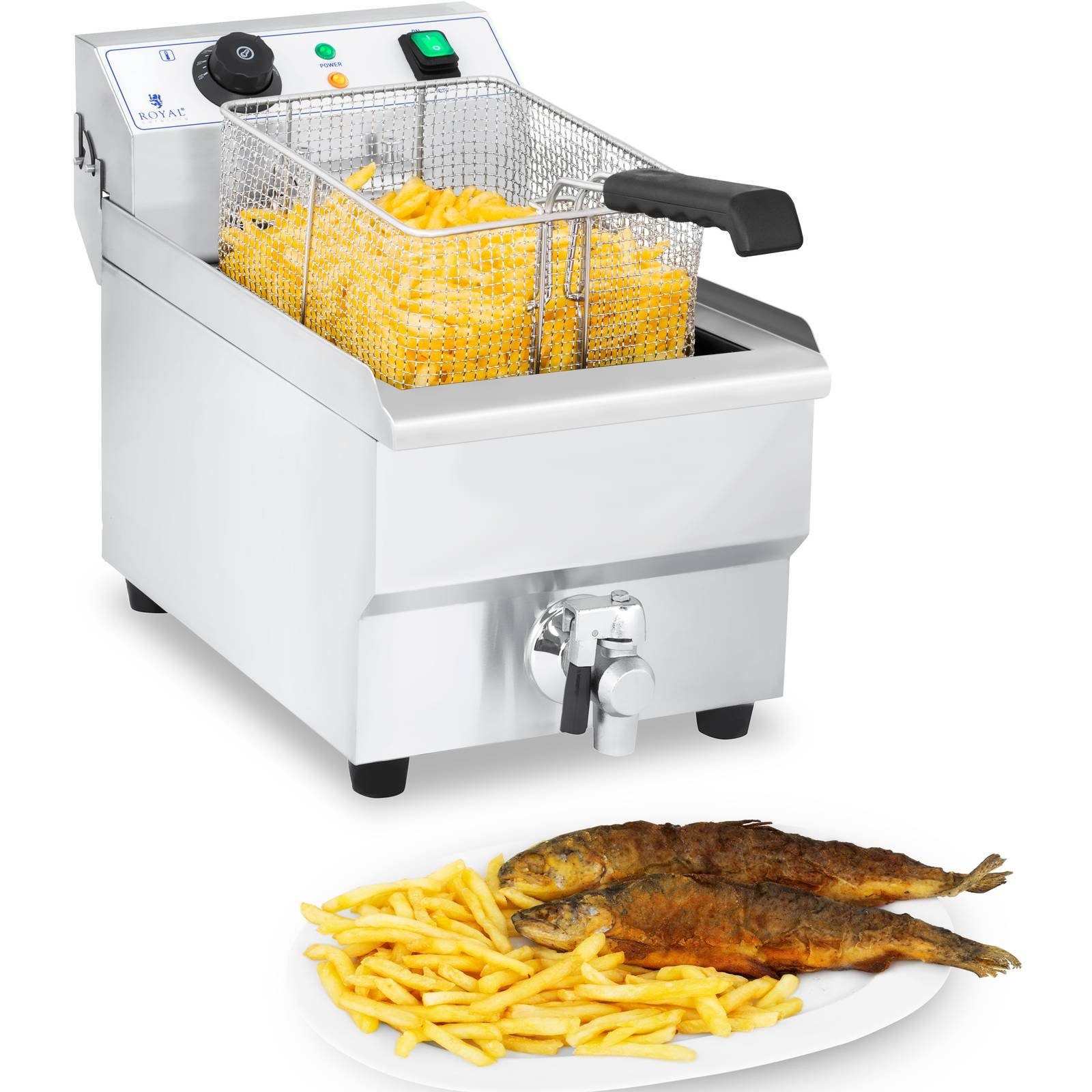 Royal Catering Fritteuse Fritteuse Edelstahl Kaltzone Fritöse Gastro