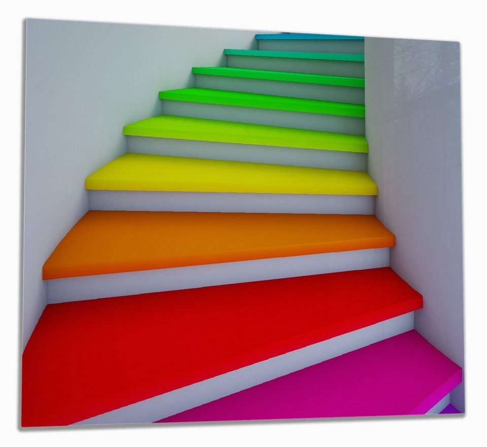Wallario Herd Abdeckplatte Bunte Treppe Esg Sicherheitsglas