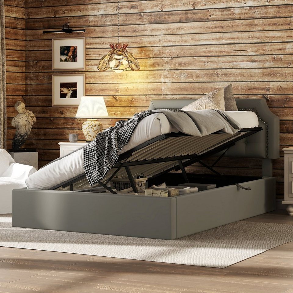Okwish Polsterbett Hydraulisches Zwei Wege Bett Minimalistisches